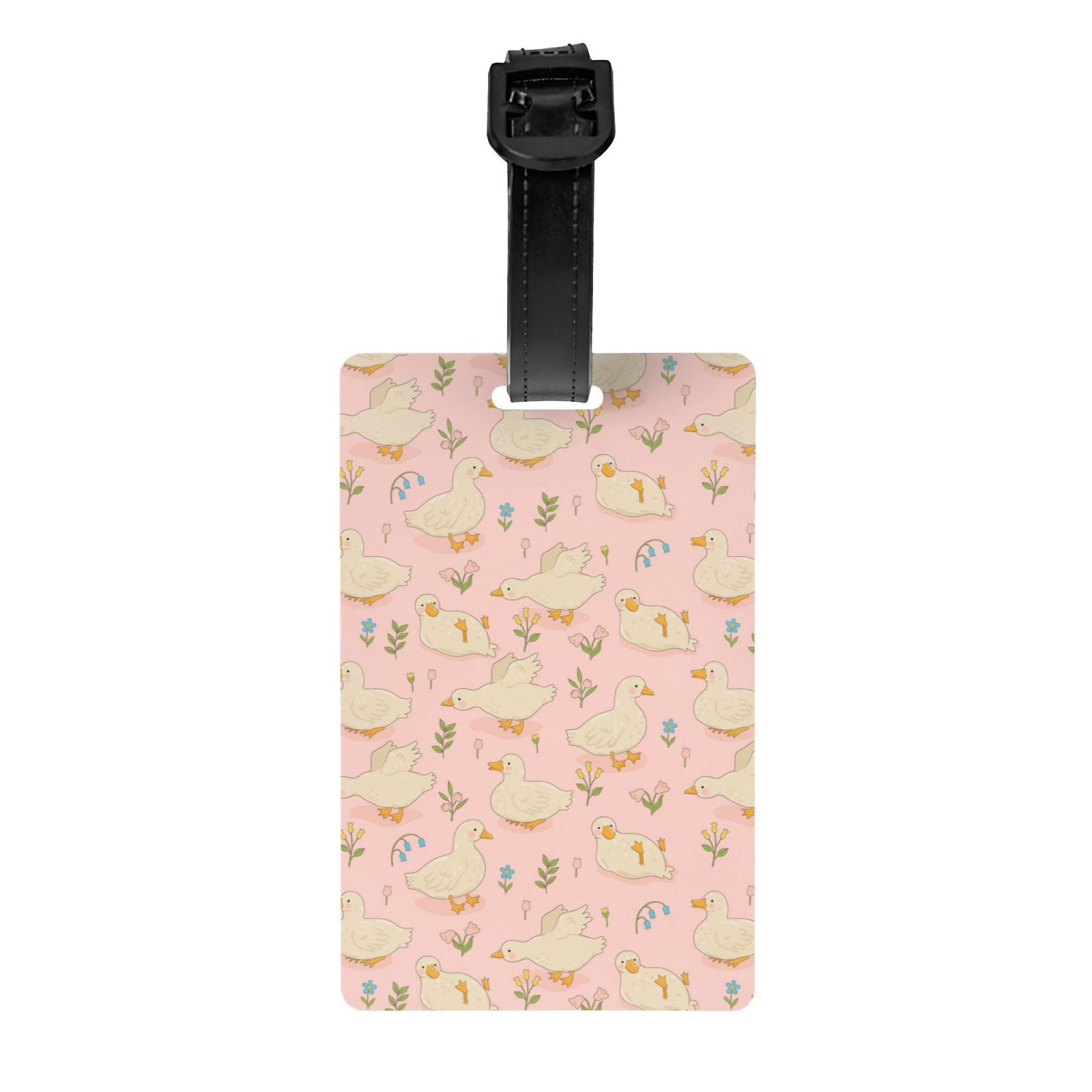 Luggage Tags - Cartoon Cute Duck Flower Pink PVC Luggage Tags for ...