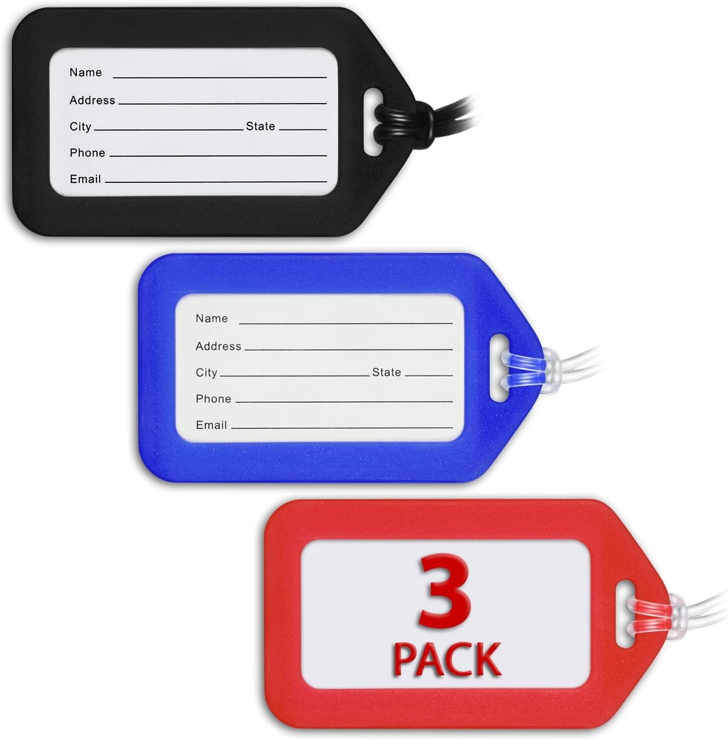 Luggage Tags - Classic, 3 PK - Bag Tag for Baggage - Suitcase Accessory ...