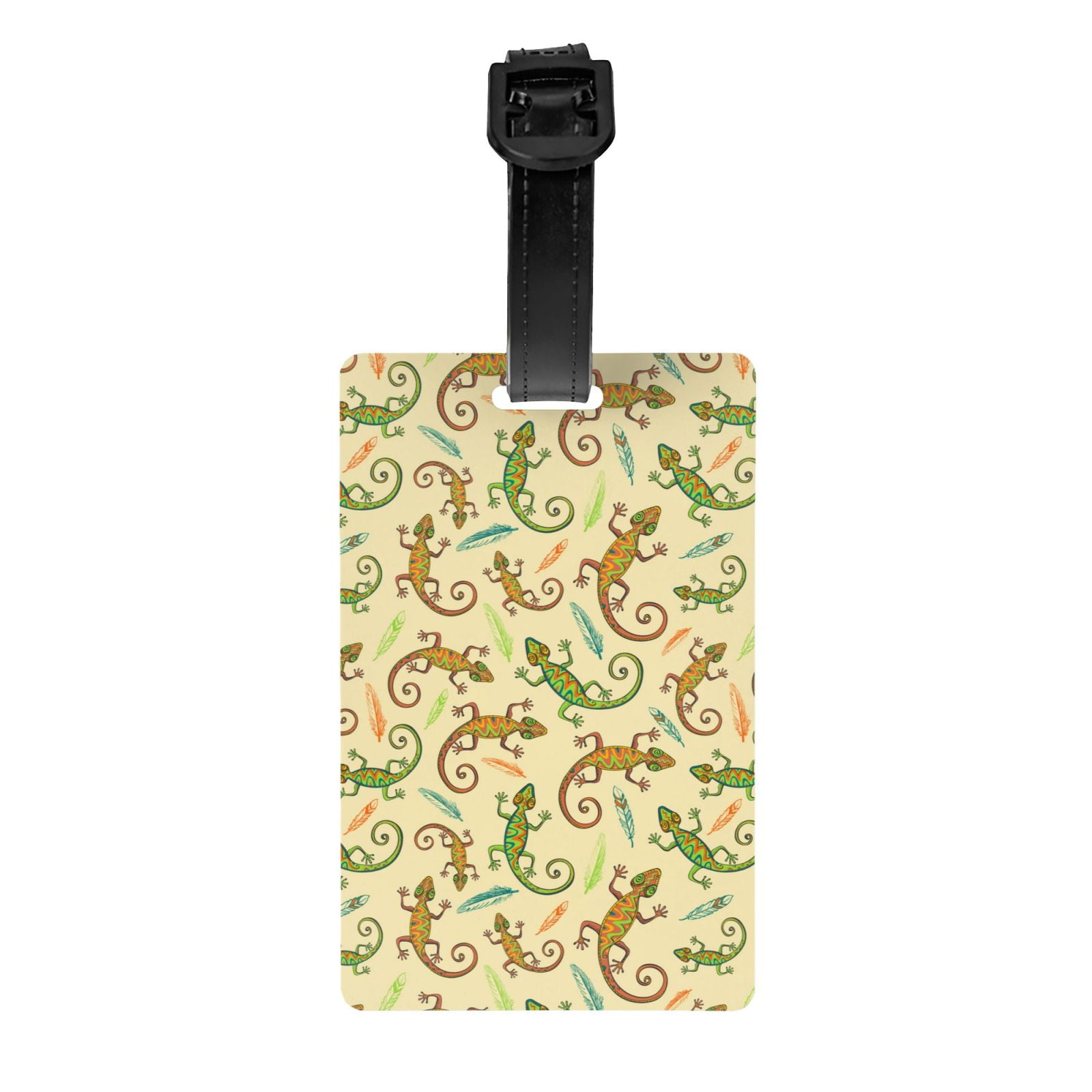 Luggage Tags - Cute Gecko Lizard Feathers PVC Luggage Tags for ...