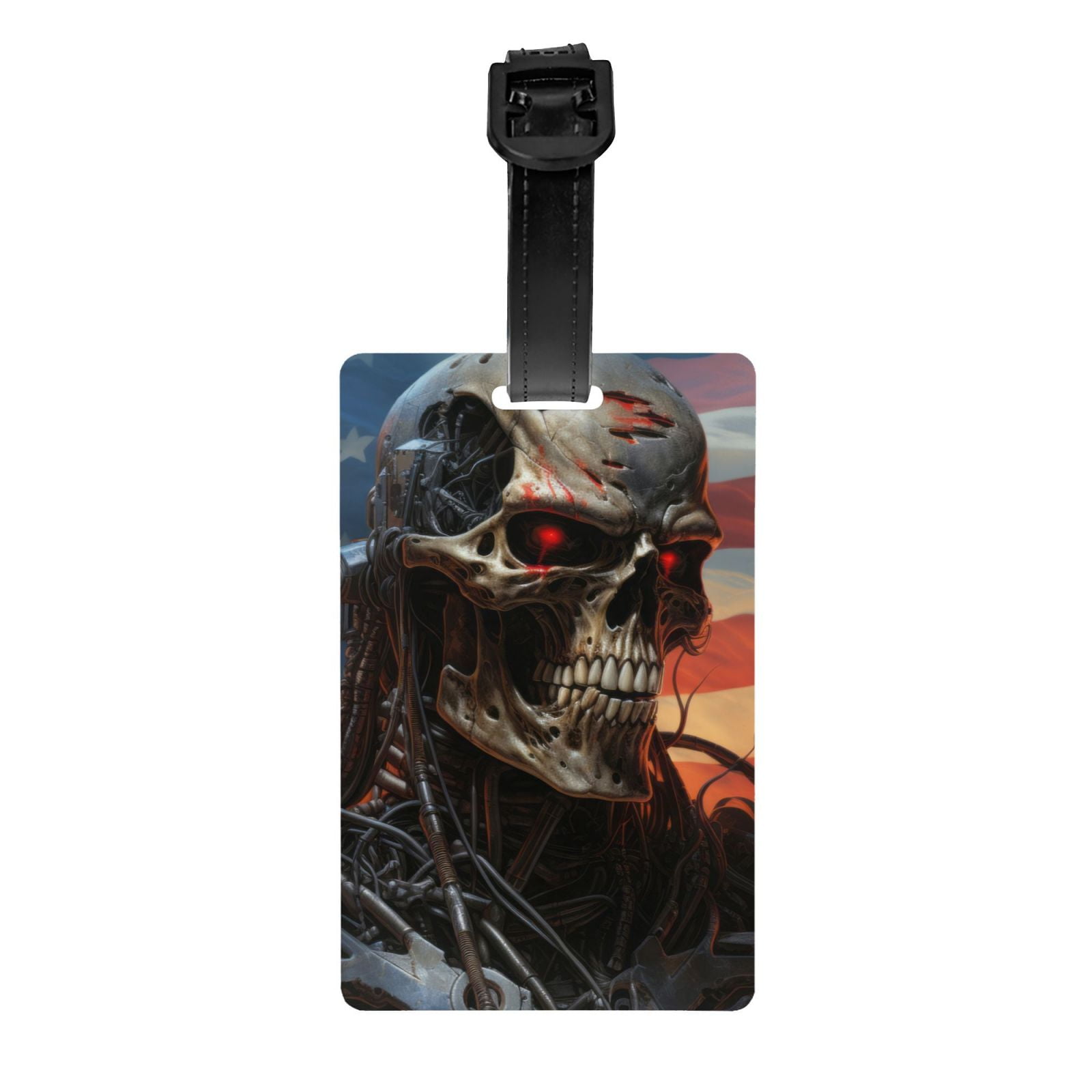 Luggage Tags - Cyberpunk Skull American Flag PVC Luggage Tags for ...