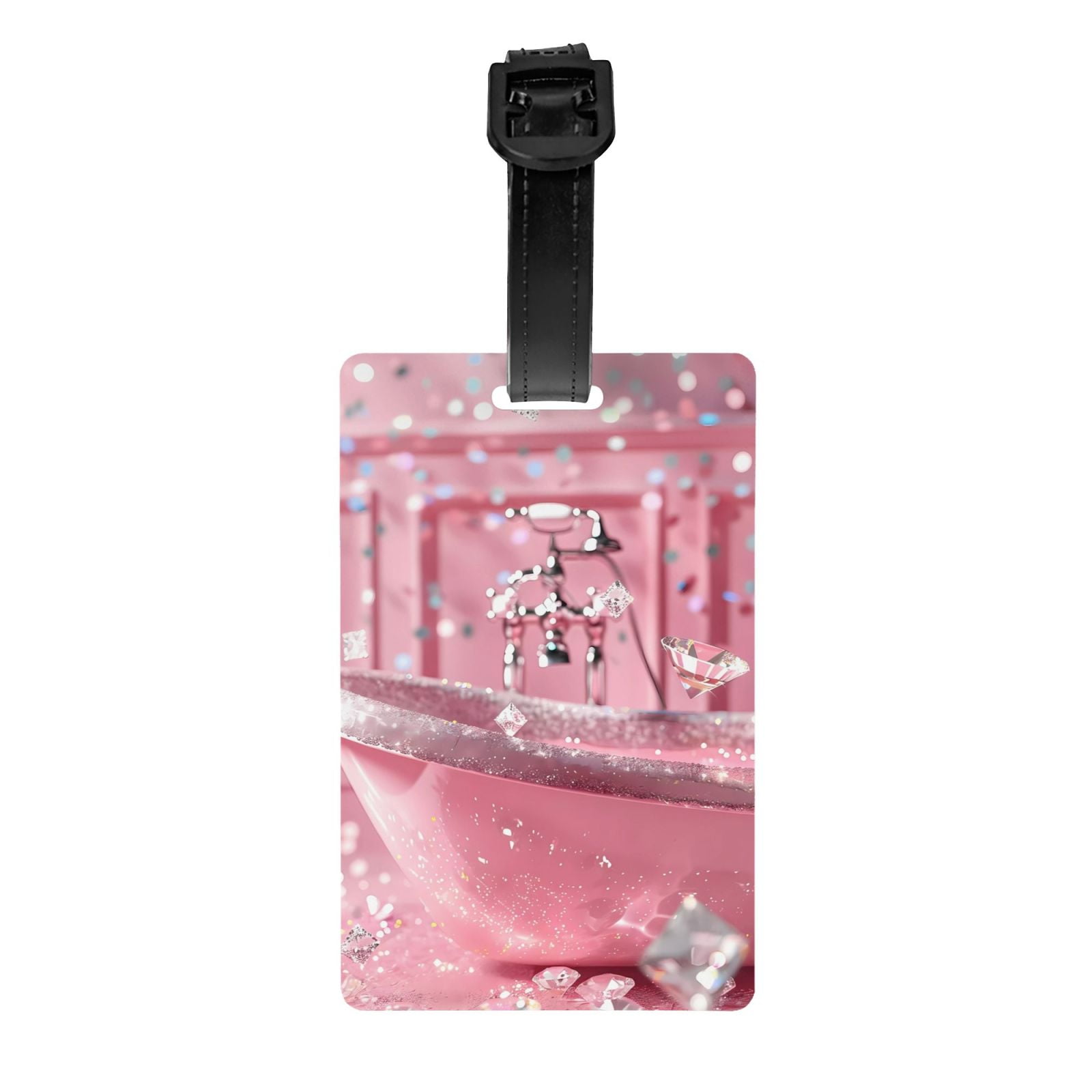 Luggage Tags - Glittering Pink Bathtub PVC Luggage Tags for Suitcases ...