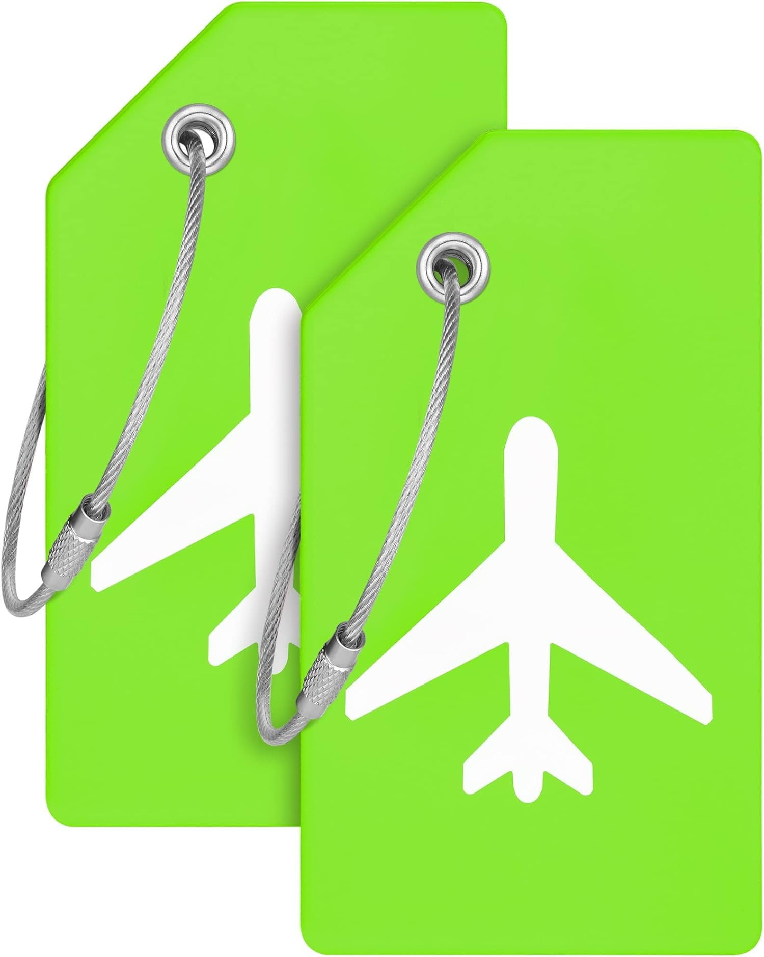 - Luggage Tags (Green, 2 Pack) with Plane Embedded Design & Name ID ...
