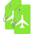 - Luggage Tags (Green, 2 Pack) with Plane Embedded Design & Name ID ...