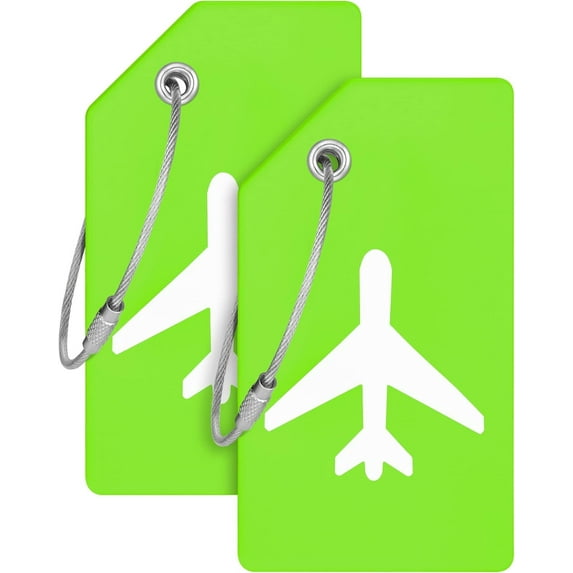 - Luggage Tags (Green, 2 Pack) with Plane Embedded Design & Name ID ...