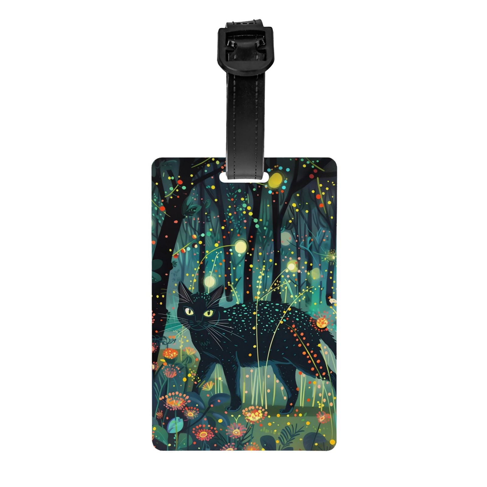 Luggage Tags - Mystical Black Cat Fireflies PVC Luggage Tags for ...