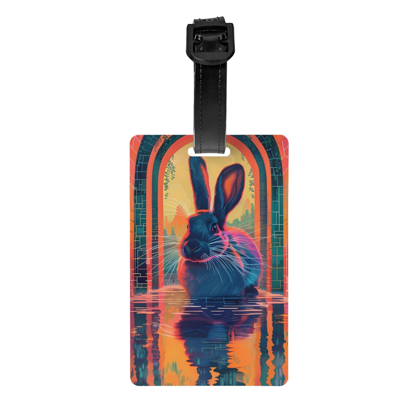 Luggage Tags - Neon Rabbit In Archway PVC Luggage Tags for Suitcases ...