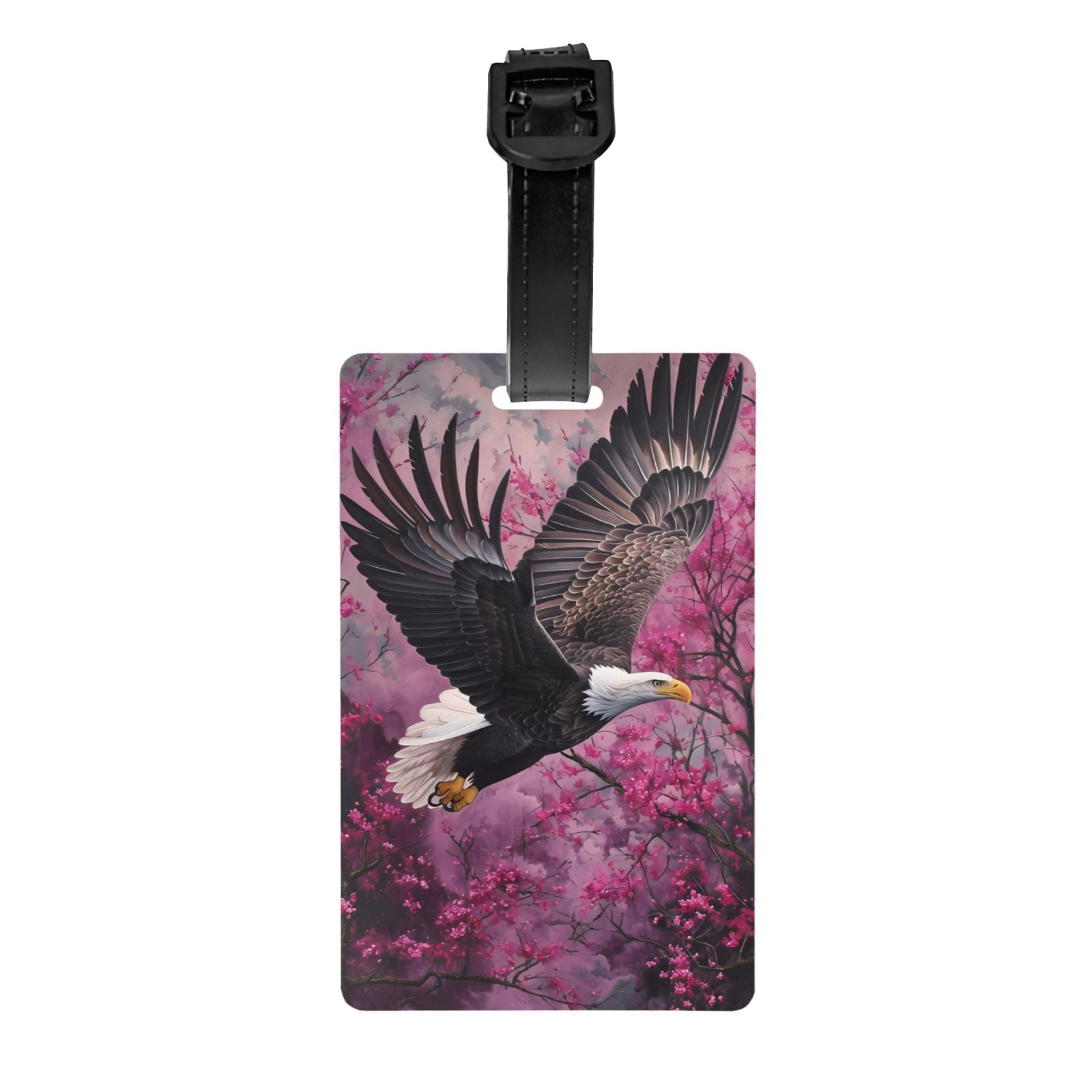 Luggage Tags - Pink Flower Bald Eagle PVC Luggage Tags for Suitcases ...