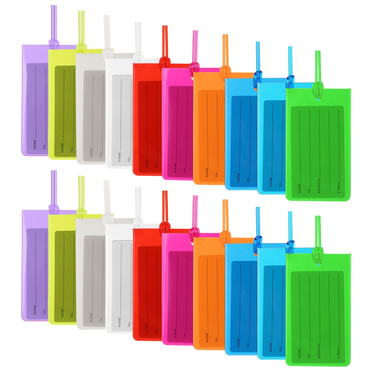 Luggage Tags, Plastic 10 colors Rainbow Luggage Tags for Traveling 20 ...