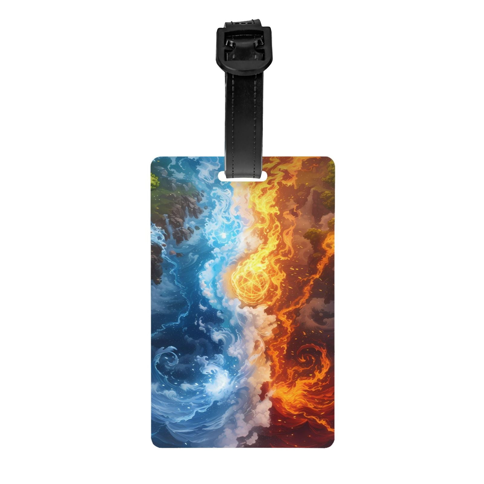 Luggage Tags - Red and Blue Flame Waves PVC Luggage Tags for Suitcases ...