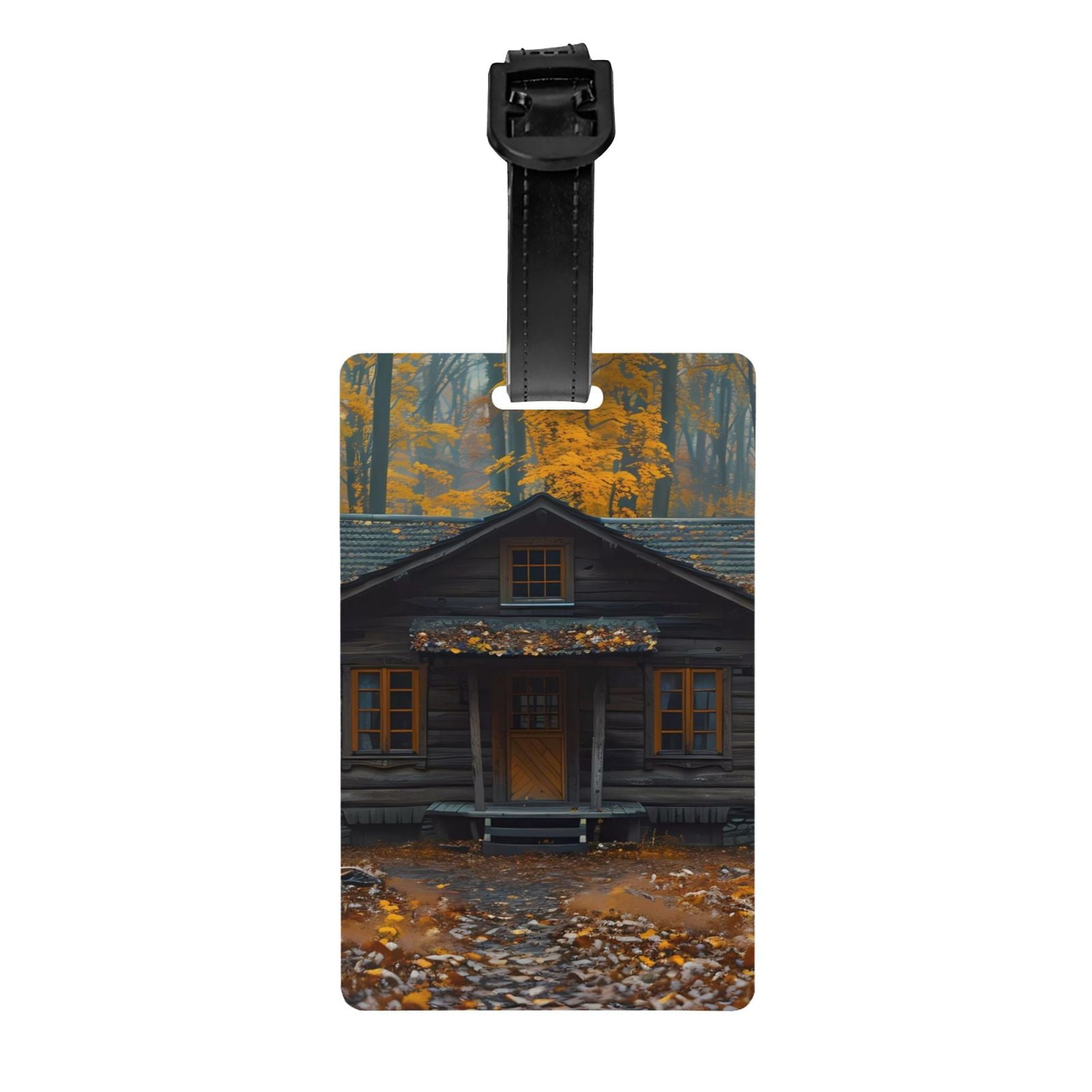 Luggage Tags - Rustic Cabin Autumn Forest PVC Luggage Tags for ...