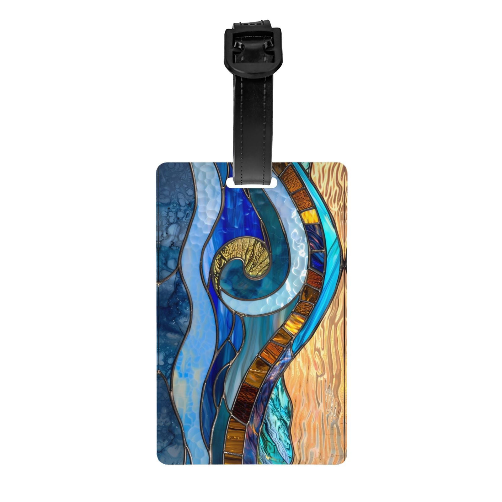 Luggage Tags - Stained Glass Ocean Wave PVC Luggage Tags for Suitcases ...