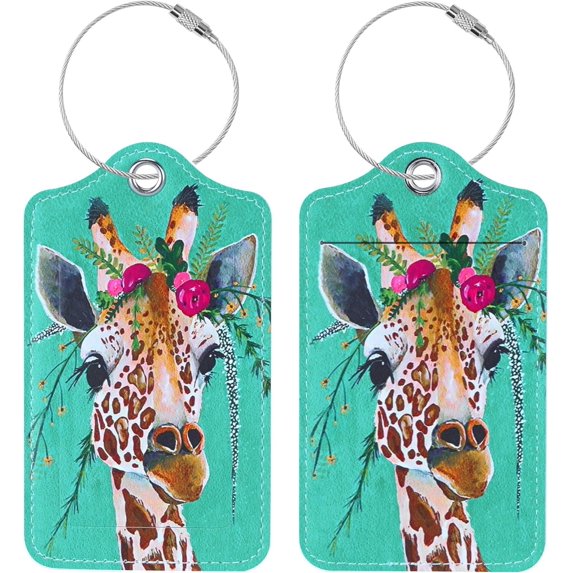 Luggage Tags for Suitcases, 2 Pack Cute PU Leather Suitcase Tag ...