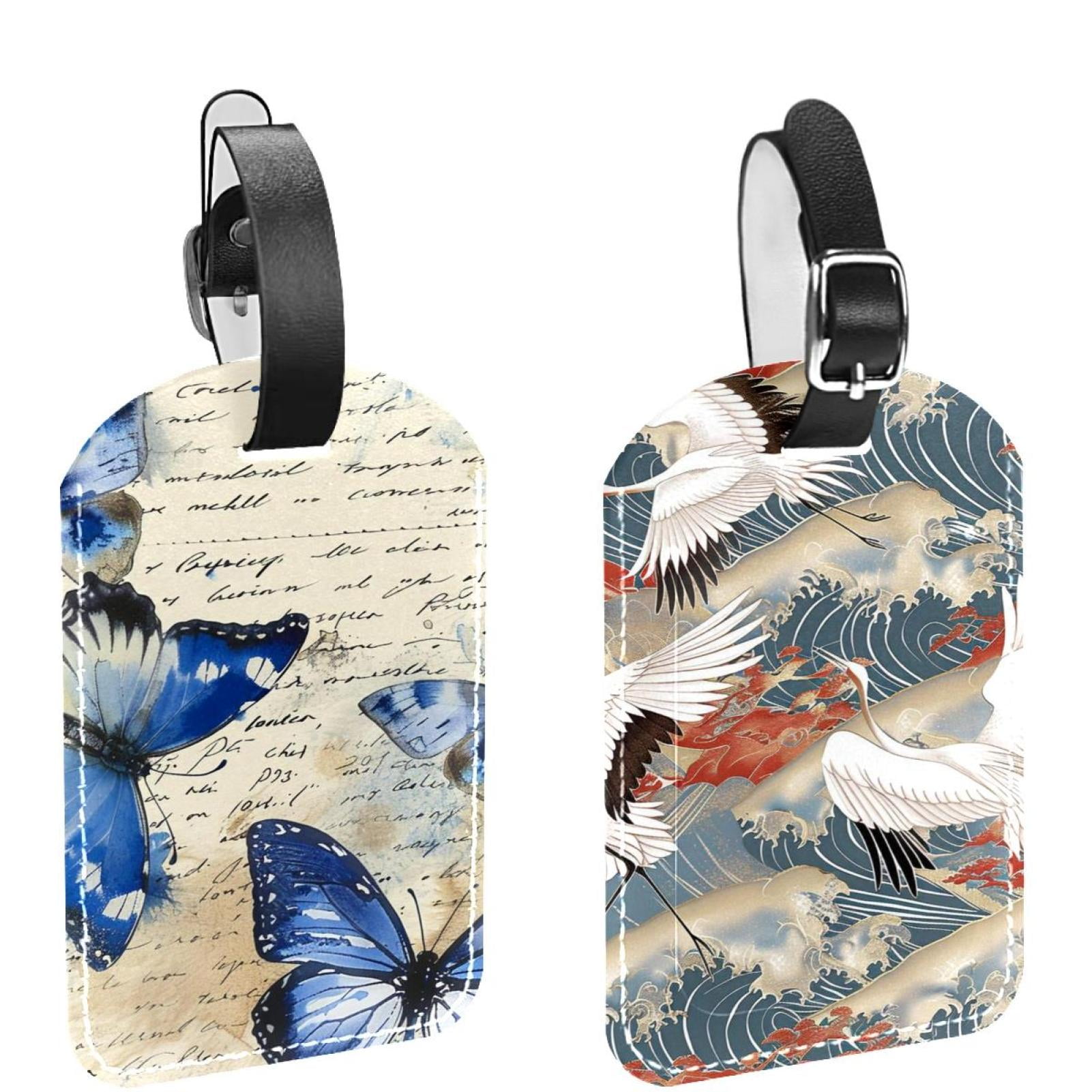 Luggage Tags for Suitcases, 2 Pack Suitcase Tags, PU Leather Luggage ...