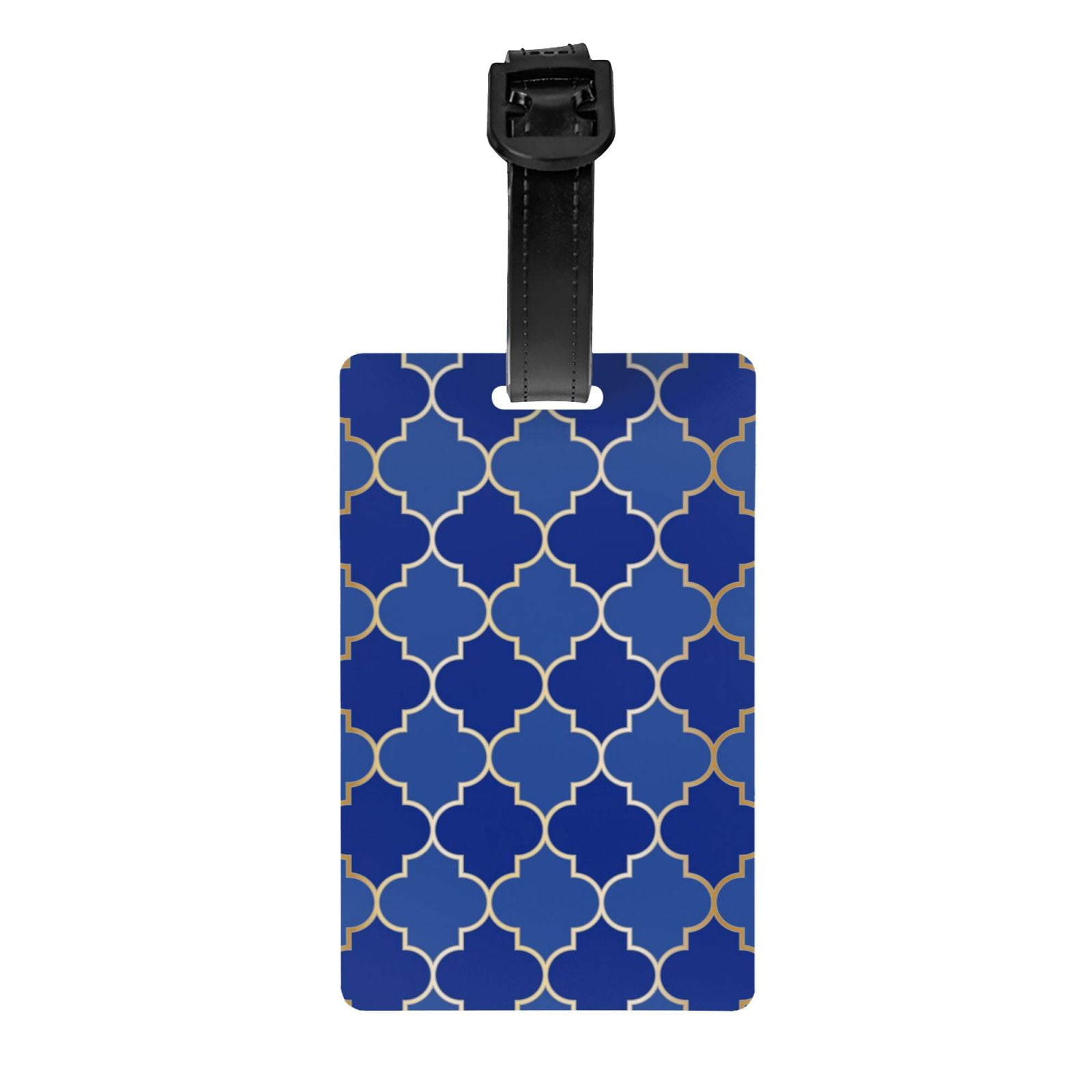 Luggage Tags for Suitcases - Blue Gold Grid Lantern Shapes Suitcase ...