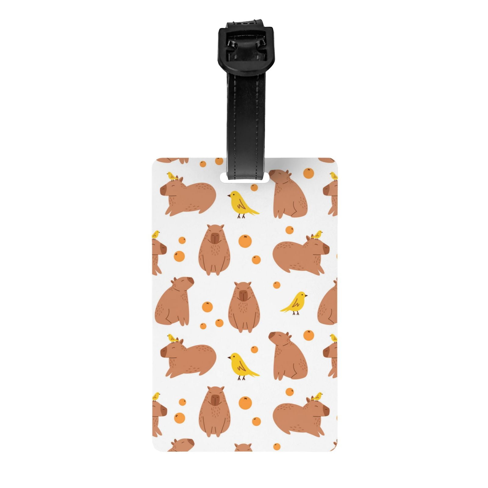 Luggage Tags for Suitcases - Capybaras Bird Orange Suitcase Tags ...