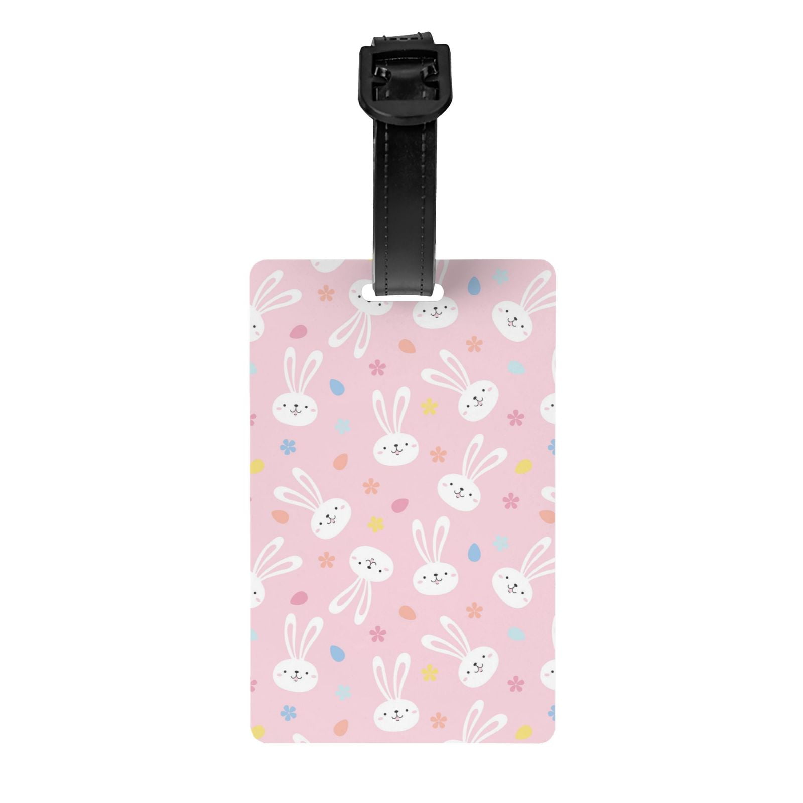 Luggage Tags for Suitcases - Cartoon Cute Rabbit Pink Flower Suitcase ...