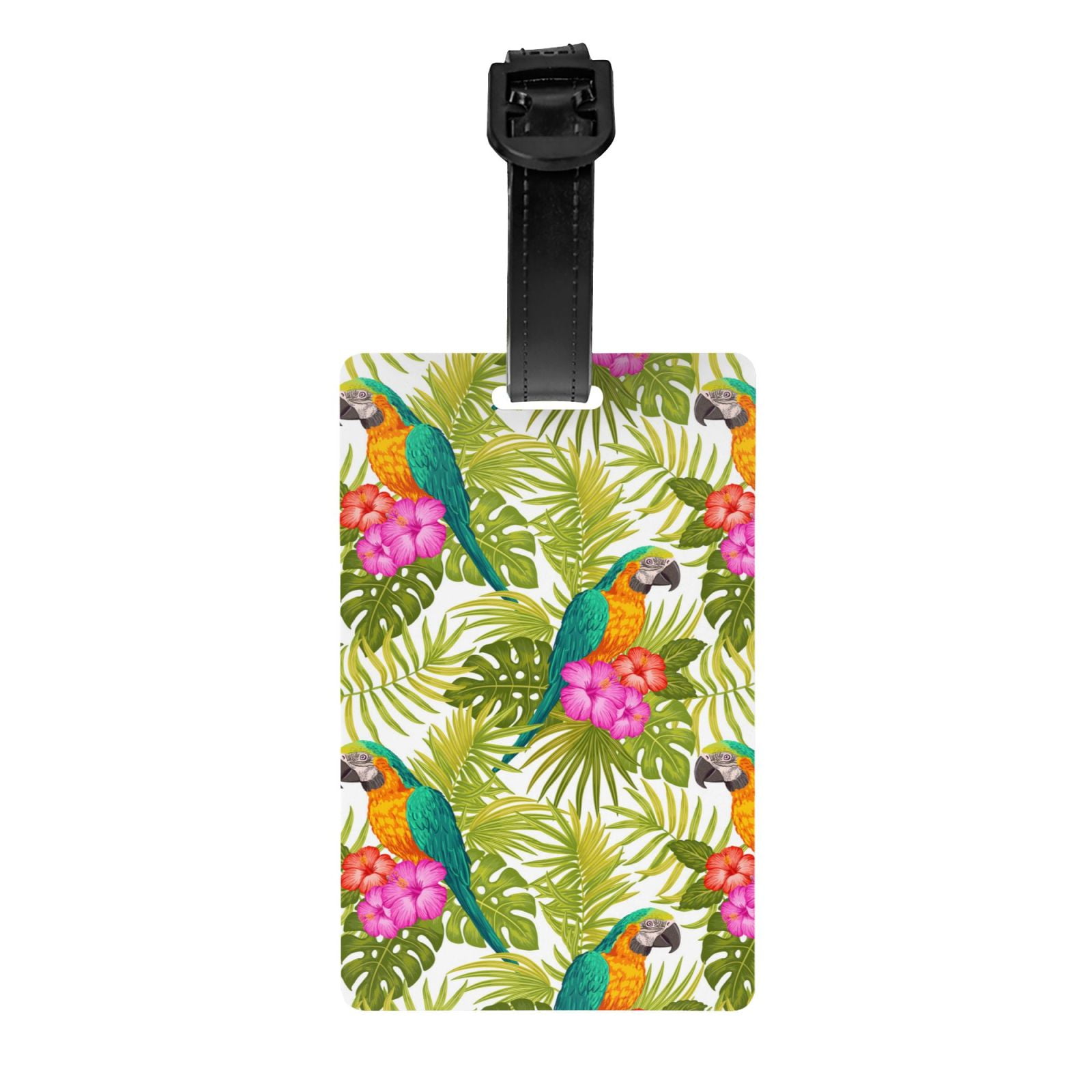 Luggage Tags for Suitcases - Colorful Cute Parrots Flower Plant ...