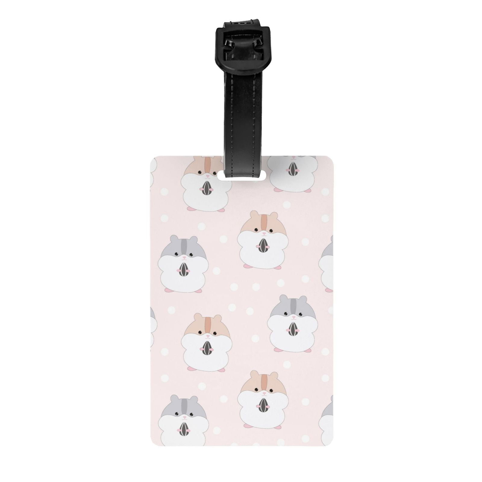 Luggage Tags for Suitcases, Cute Hamster Sunflower Seed Pink Suitcase ...