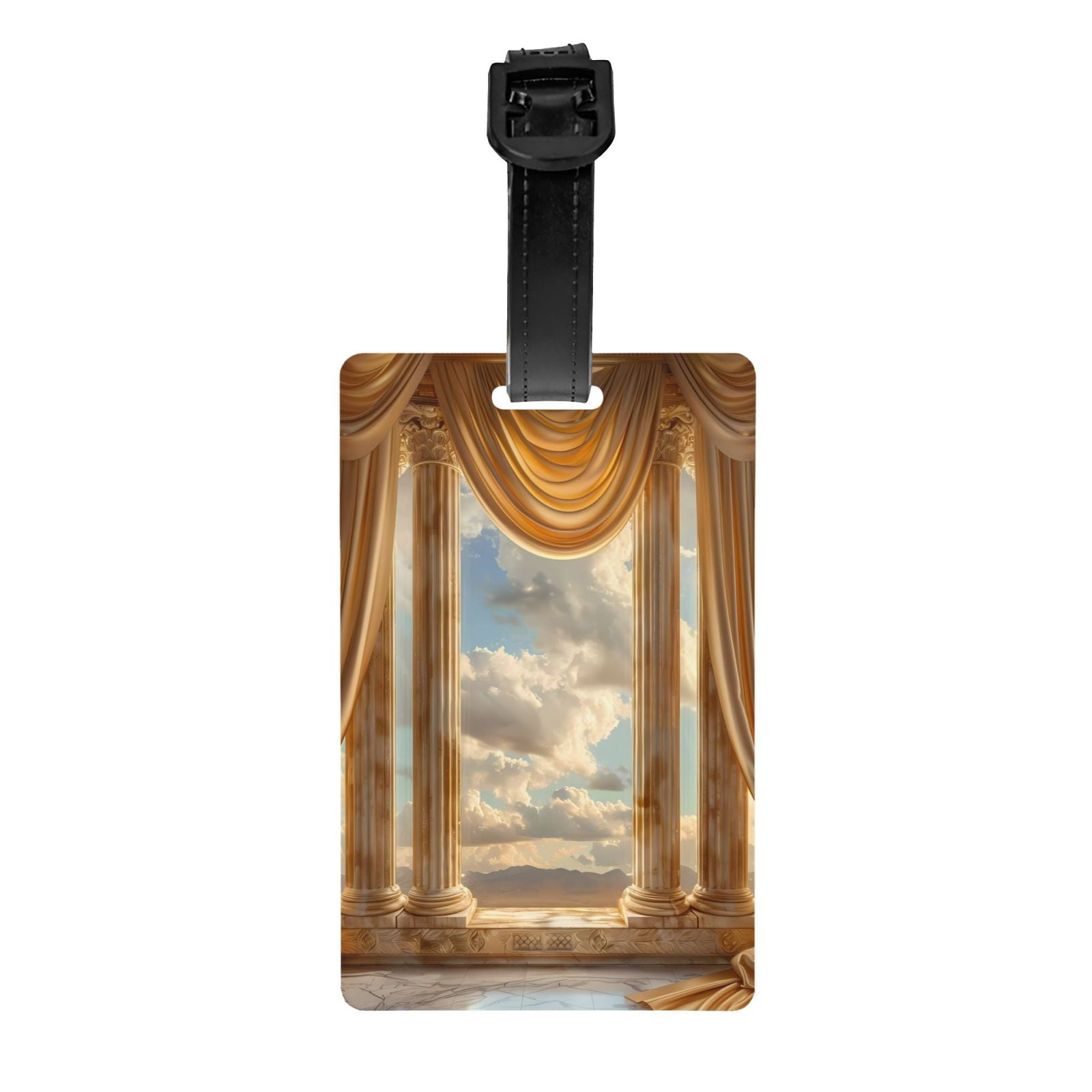 Luggage Tags for Suitcases - Golden Drapes Pillars Clouds Suitcase Tags ...