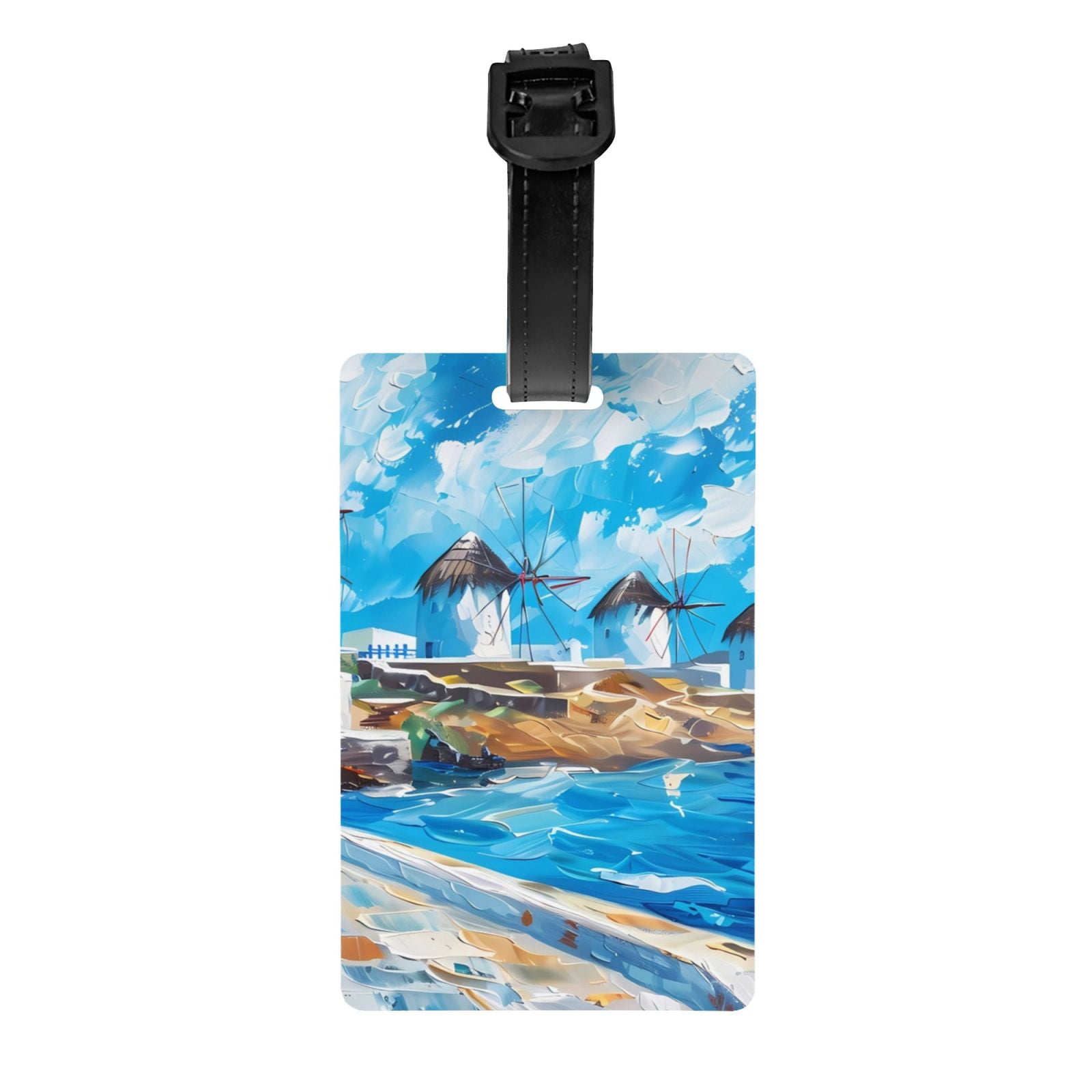 Luggage Tags for Suitcases, Greek Island Windmills Painting Suitcase ...