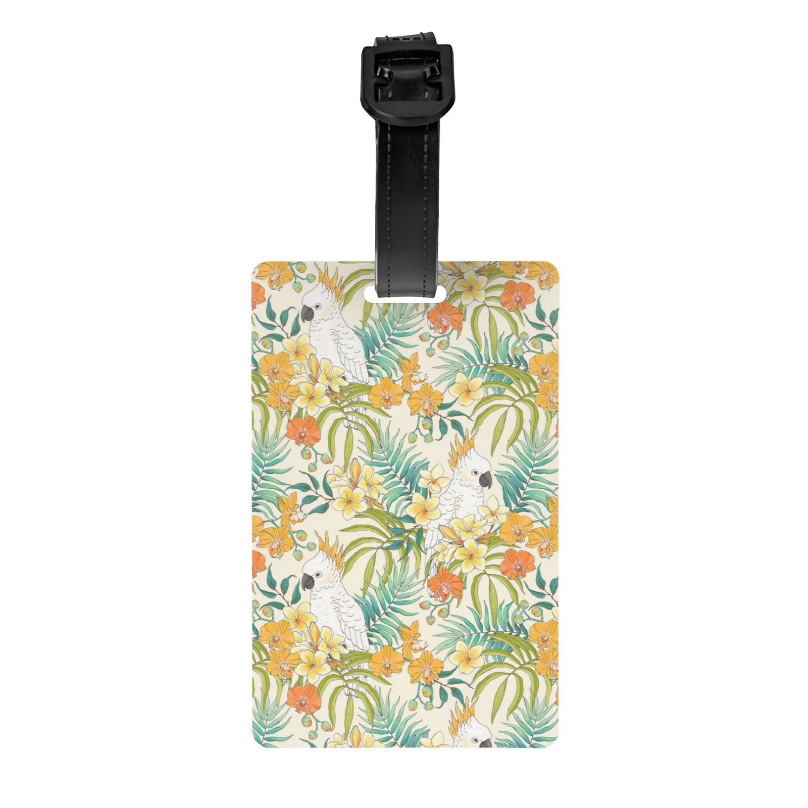 Luggage Tags for Suitcases - Hand Drawn Cockatoo Parrot Flower Suitcase ...