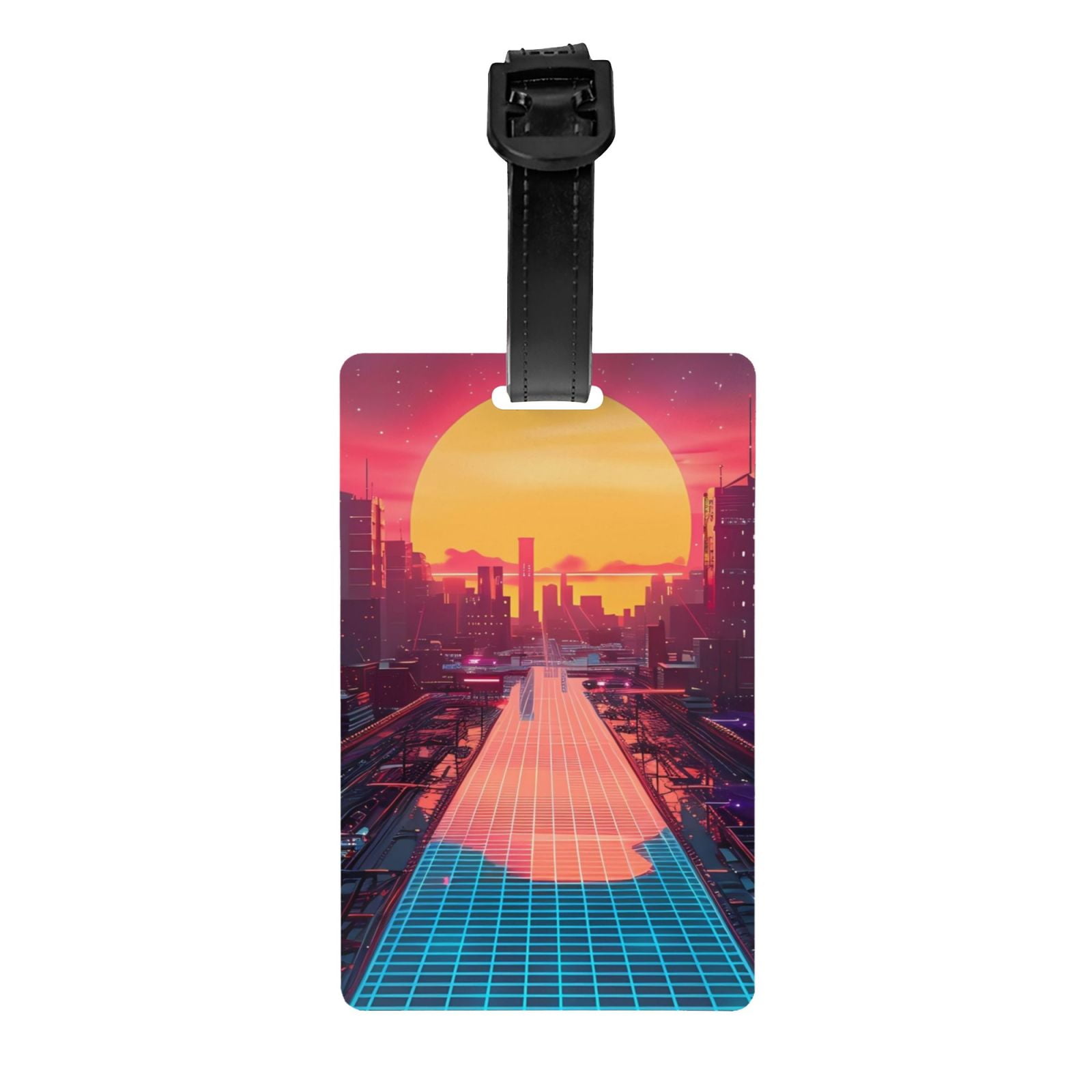 Luggage Tags for Suitcases - Neon Sunset Cyberpunk Cityscape Suitcase ...