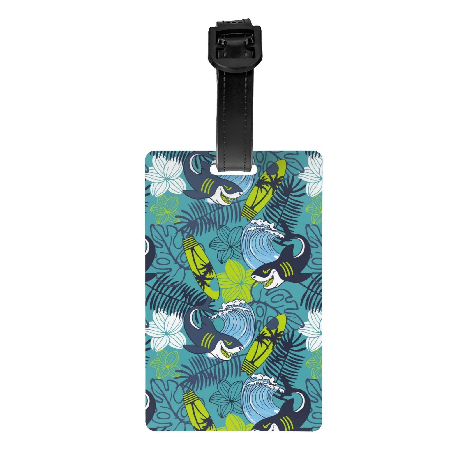 Luggage Tags for Suitcases - Palm leaf surfboard shark Suitcase Tags ...