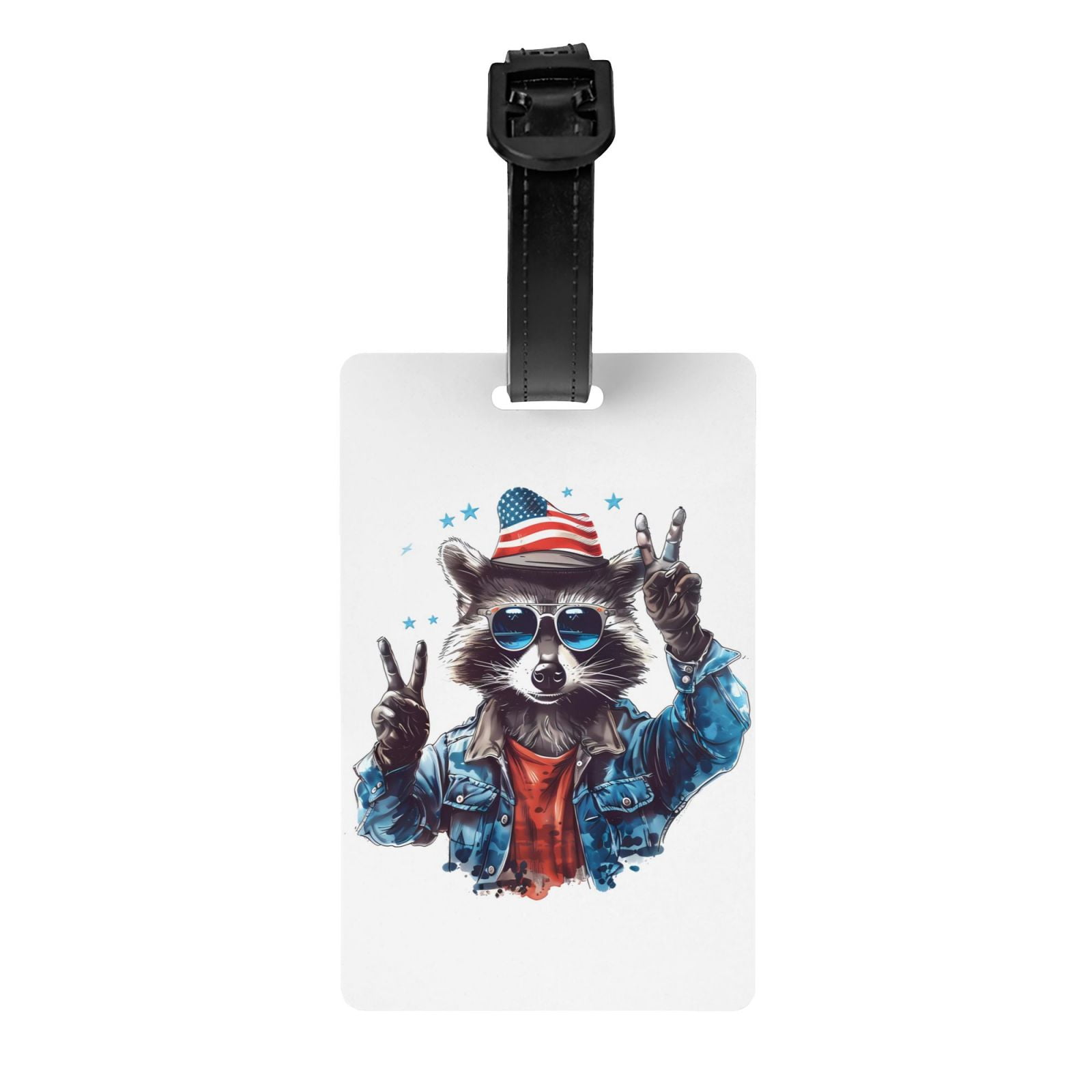 Luggage Tags for Suitcases - Patriotic Raccoon Illustration Suitcase ...