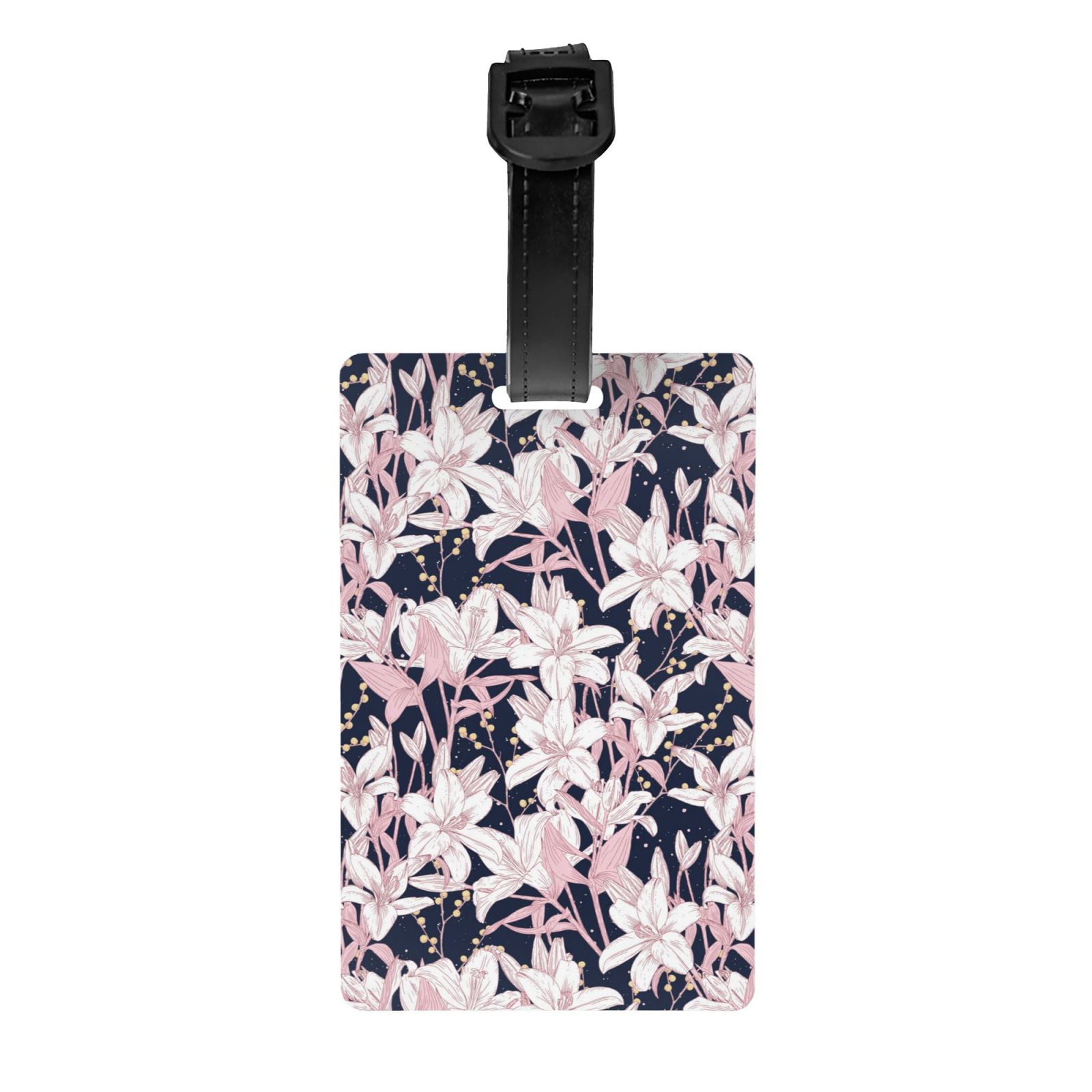 Luggage Tags for Suitcases - Pink Leaves Lilies Flowers Suitcase Tags ...