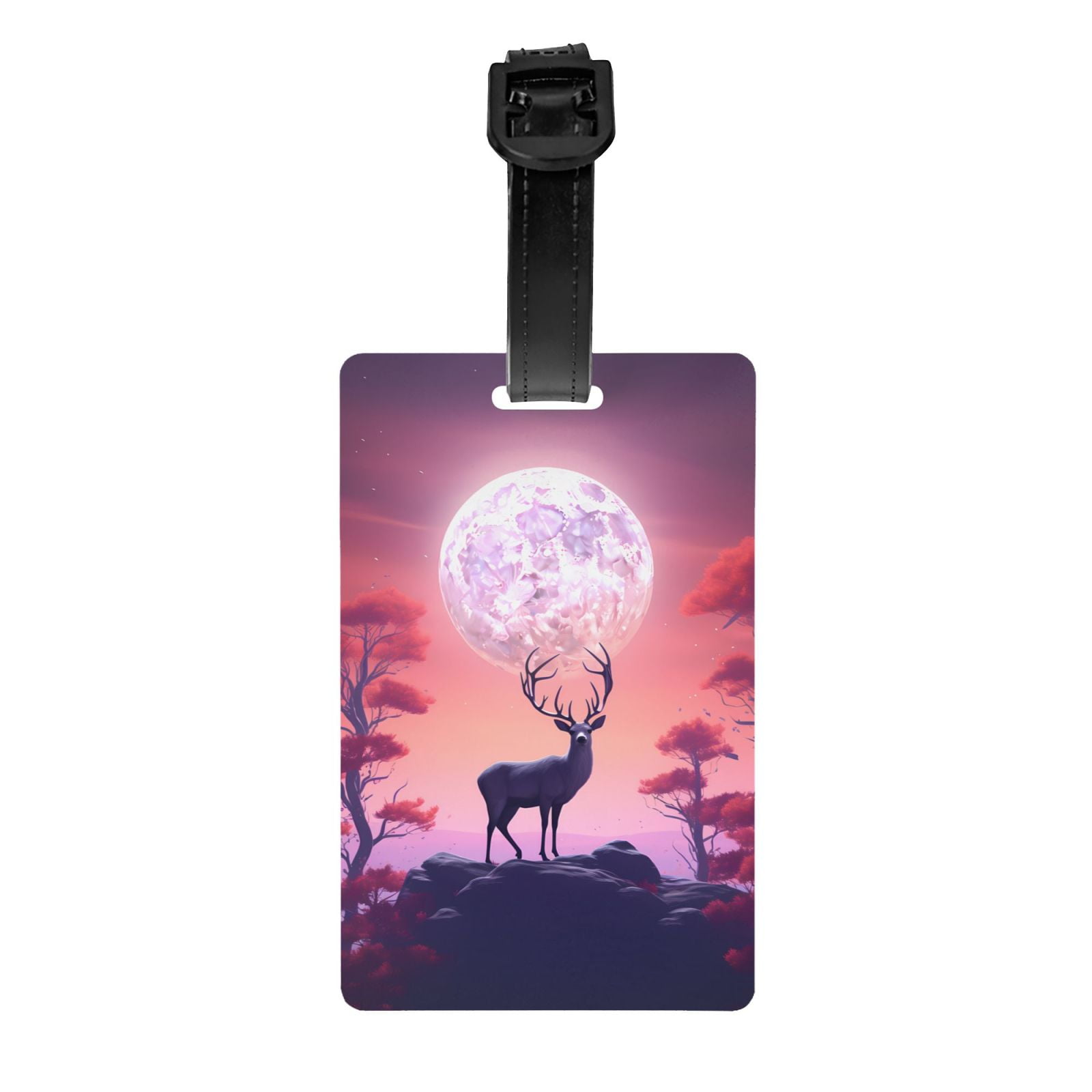 Luggage Tags for Suitcases - Red Tree Moon Elk Suitcase Tags Luggage ...