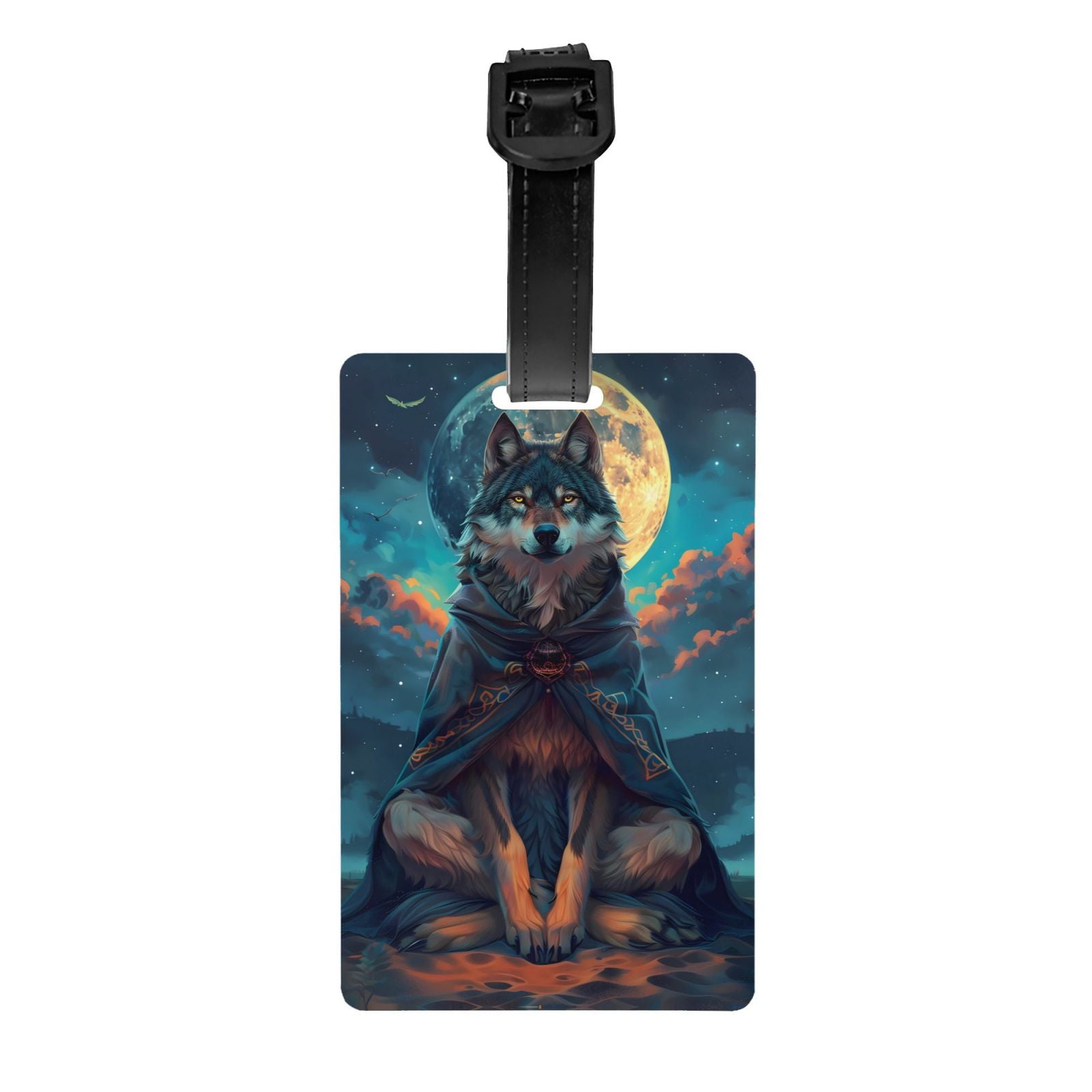 Luggage Tags for Suitcases - Starry Sky Moon Wolf Leader Suitcase Tags ...