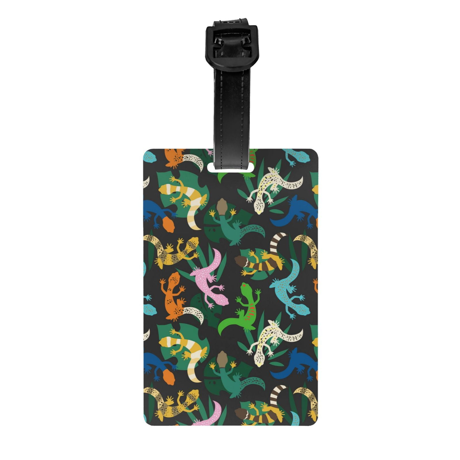 Luggage Tags for Suitcases, Striped Cute Lizard Gecko Plant_A Suitcase ...