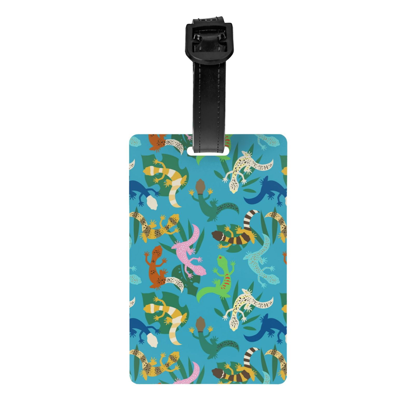 Luggage Tags for Suitcases - Striped Cute Lizard Gecko Plant_B Suitcase ...