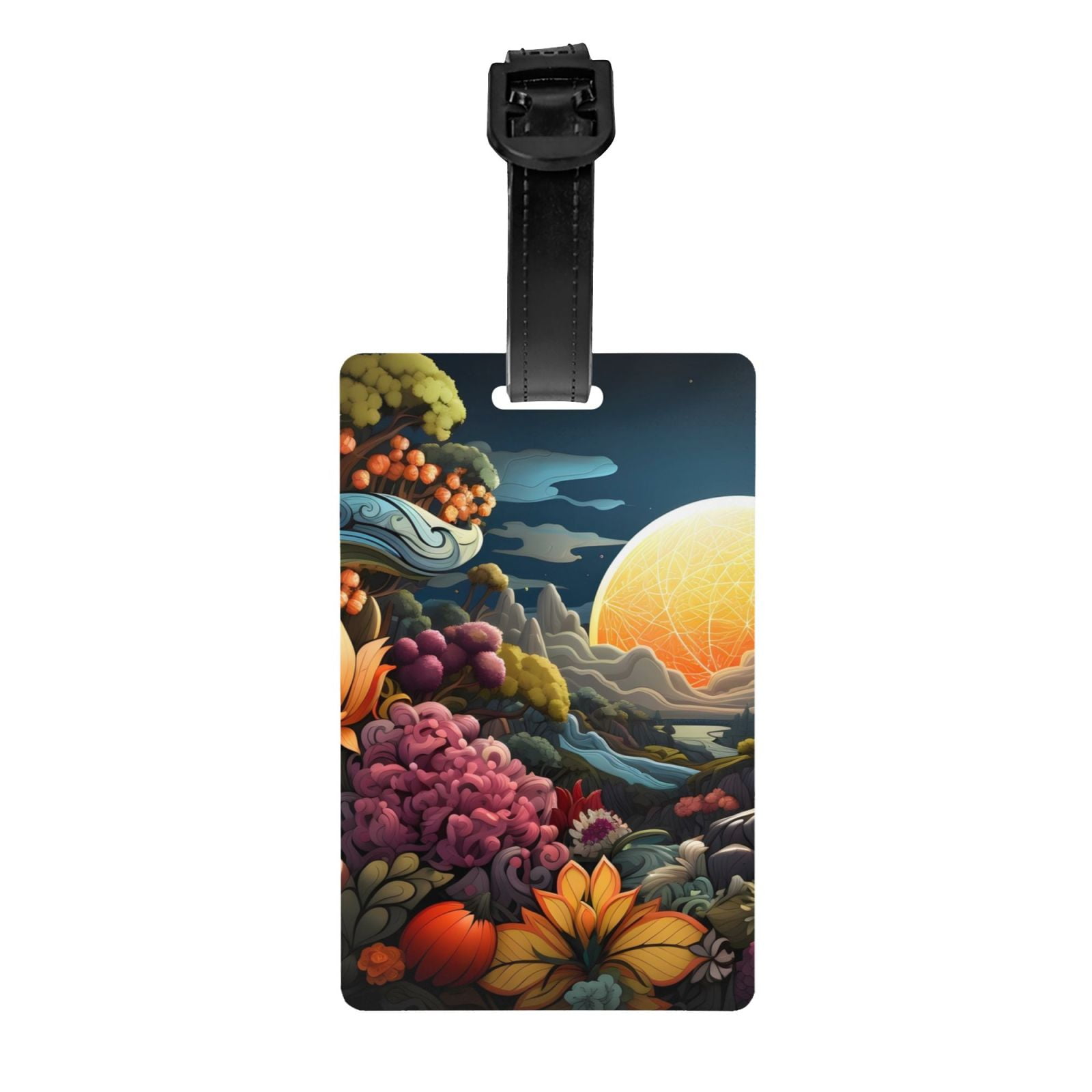 Luggage Tags for Suitcases, Sunset Floral Fantasy Landscape Suitcase ...