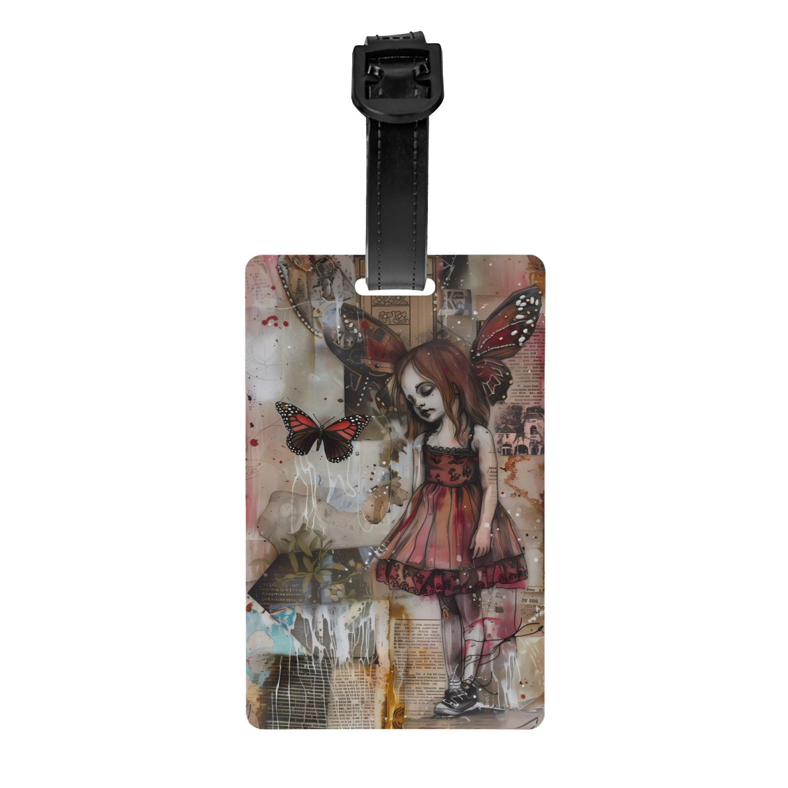 Luggage Tags for Suitcases, Vintage Collage Girl Butterfly Suitcase ...