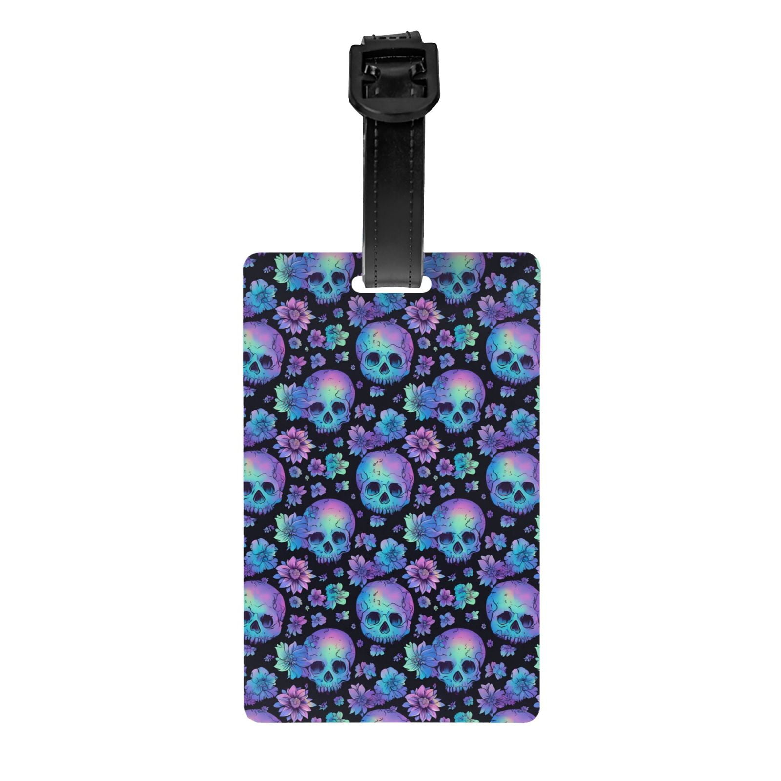 Luggage Tags for Suitcases, blue daisy Skull flower Suitcase & Bag Tags ...