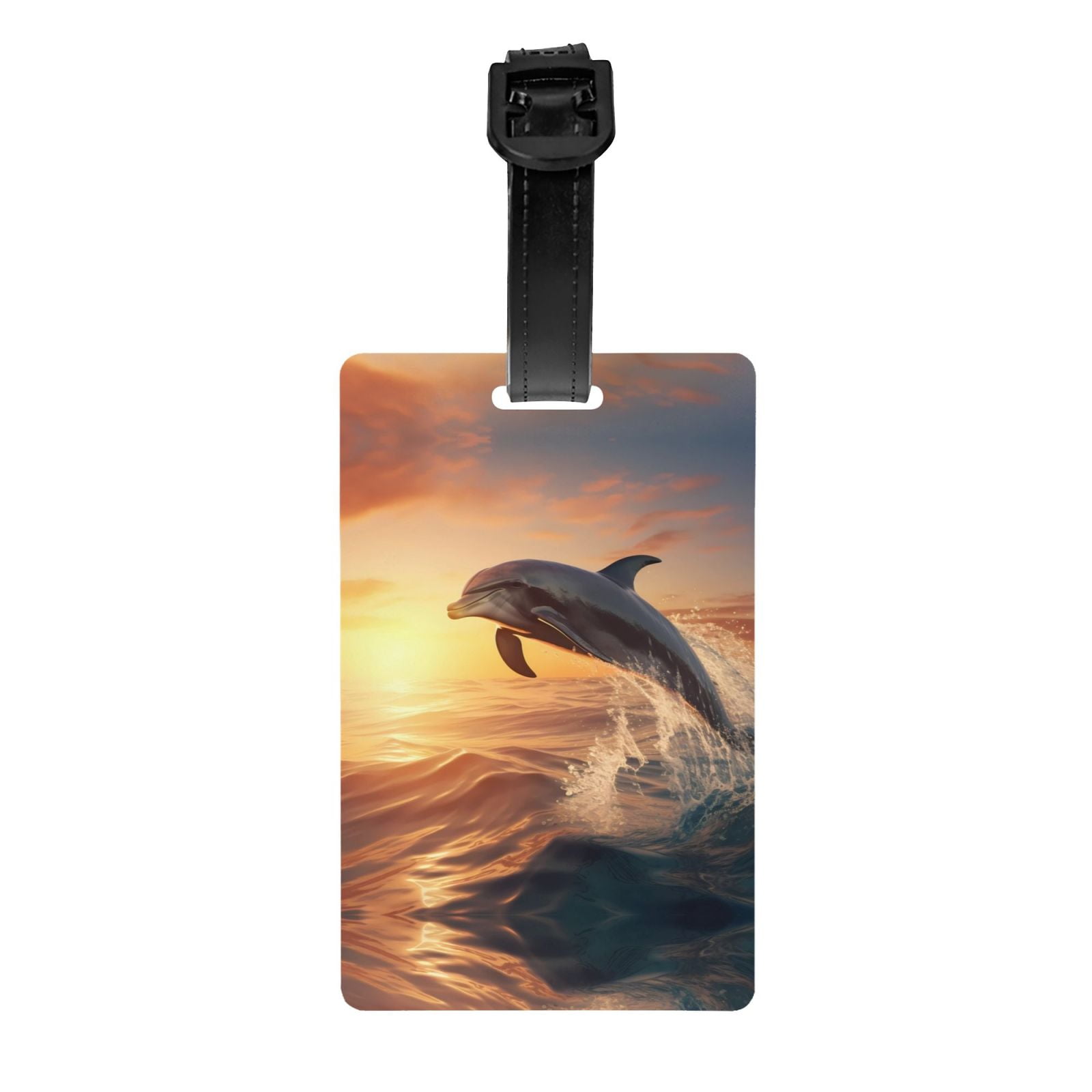 Luggage Tags - Sunset Dancing Dolphin A PVC Luggage Tags for Suitcases ...