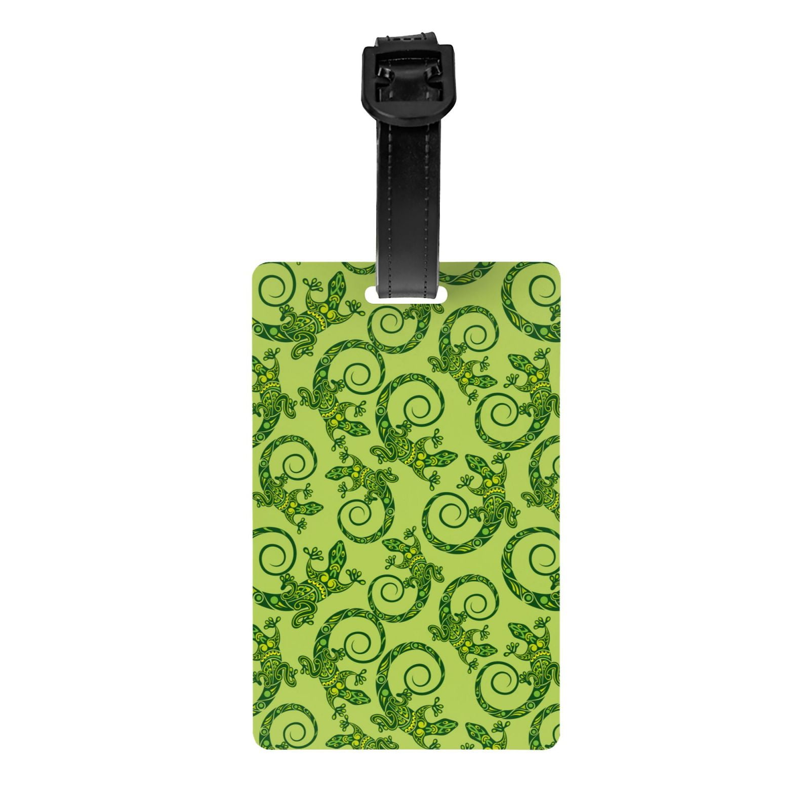 Luggage Tags - Tropical Cute Lizard Gecko Green PVC Luggage Tags for ...