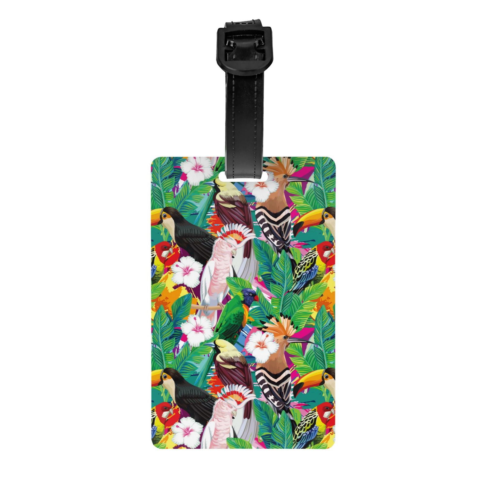 Luggage Tags - Tropical Cute Parrot Toucan Plant PVC Luggage Tags for ...