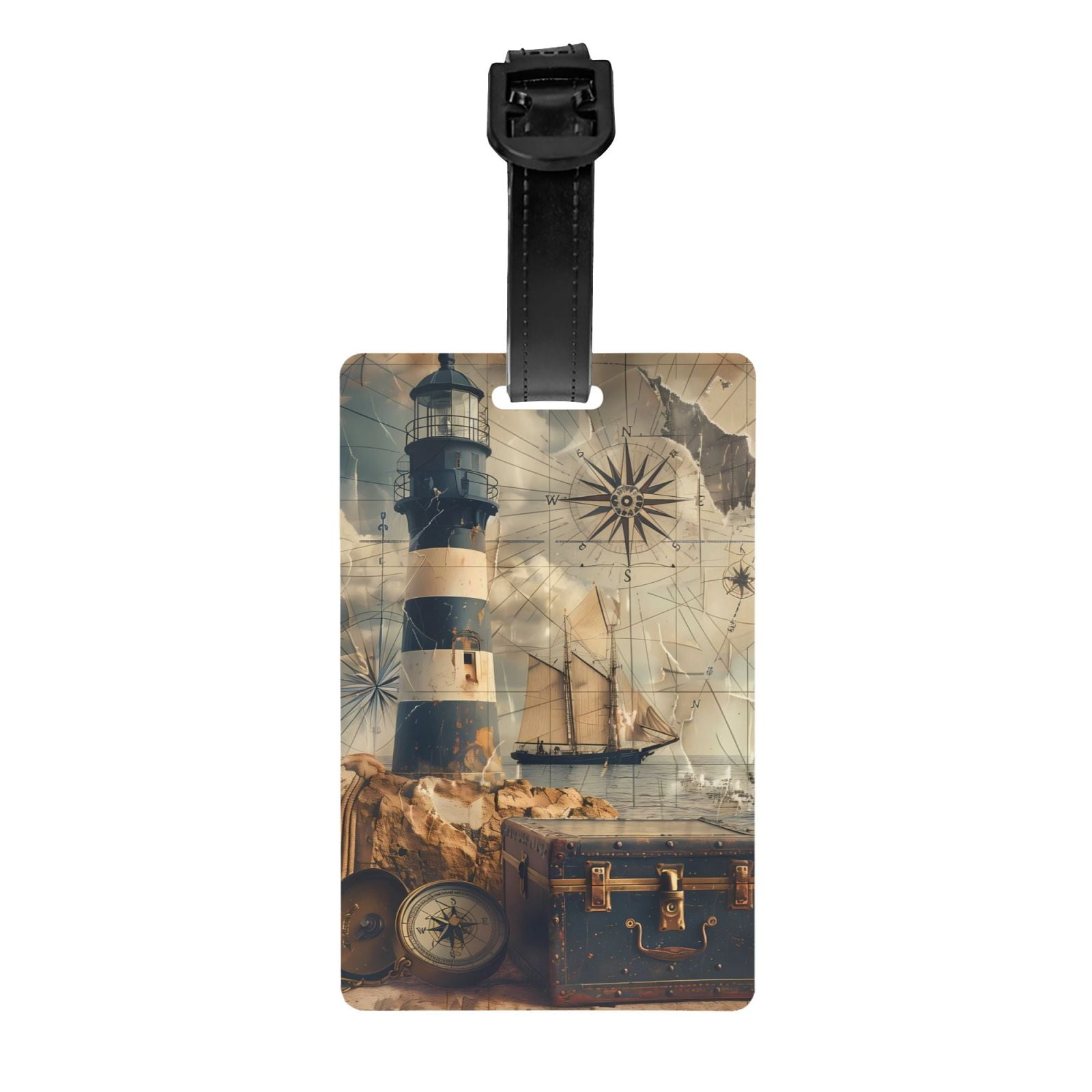 Luggage Tags - Vintage Nautical Lighthouse PVC Luggage Tags for ...
