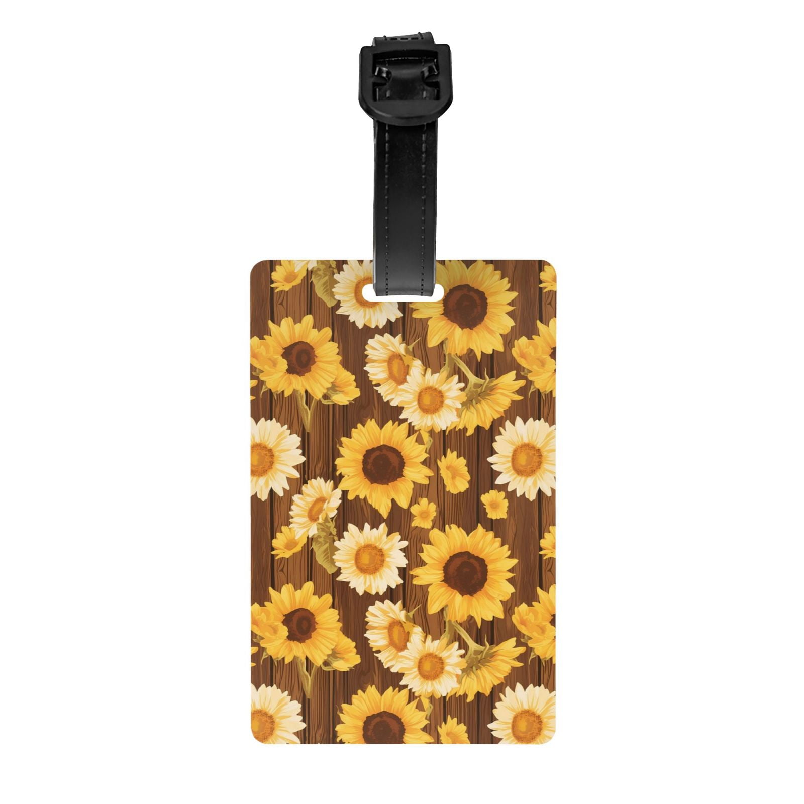 Luggage Tags - Vintage Wood Grain Sunflower A PVC Luggage Tags for ...
