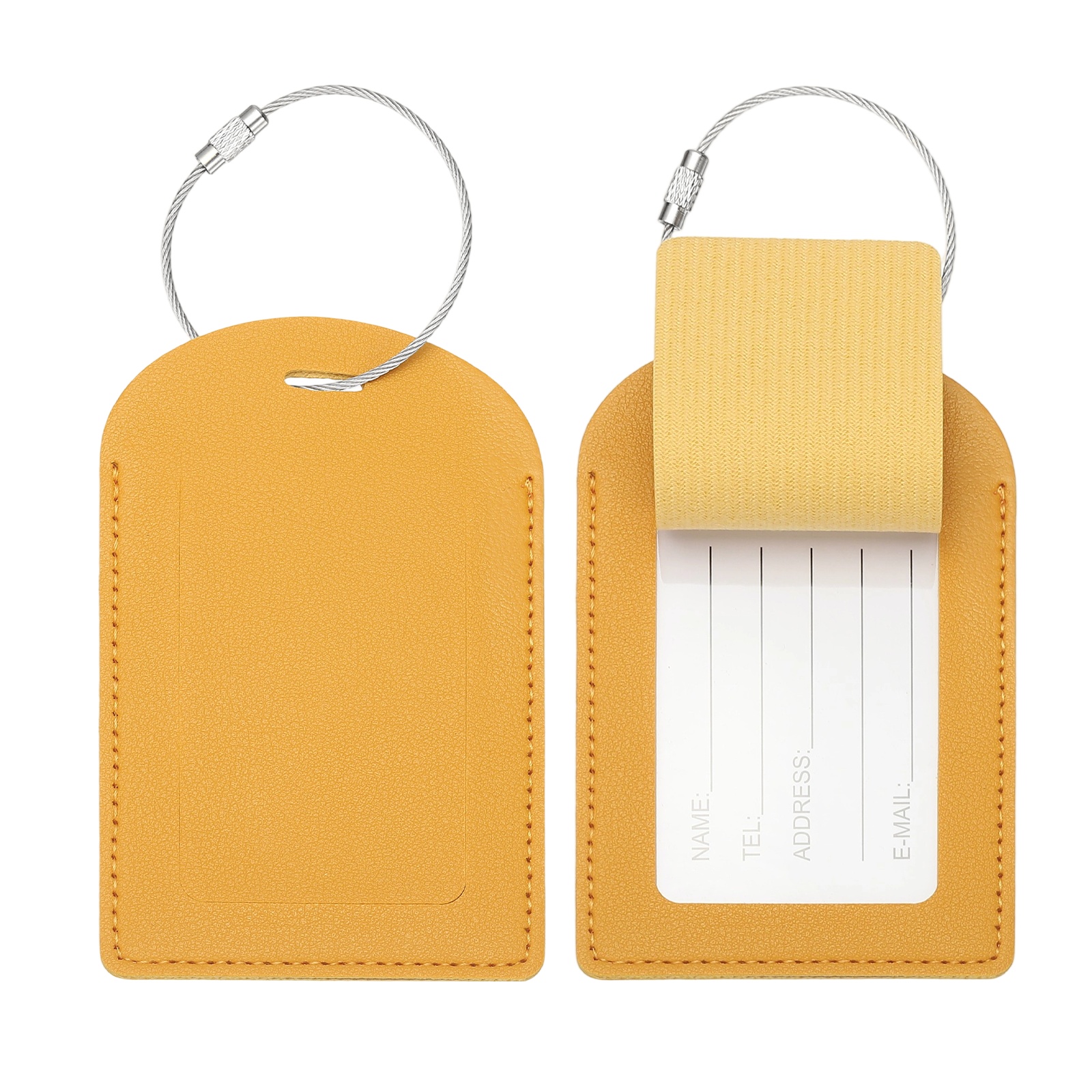 Luggage Tags, Yellow Airplane Essentials with Metal Cable, 2 Pcs ...