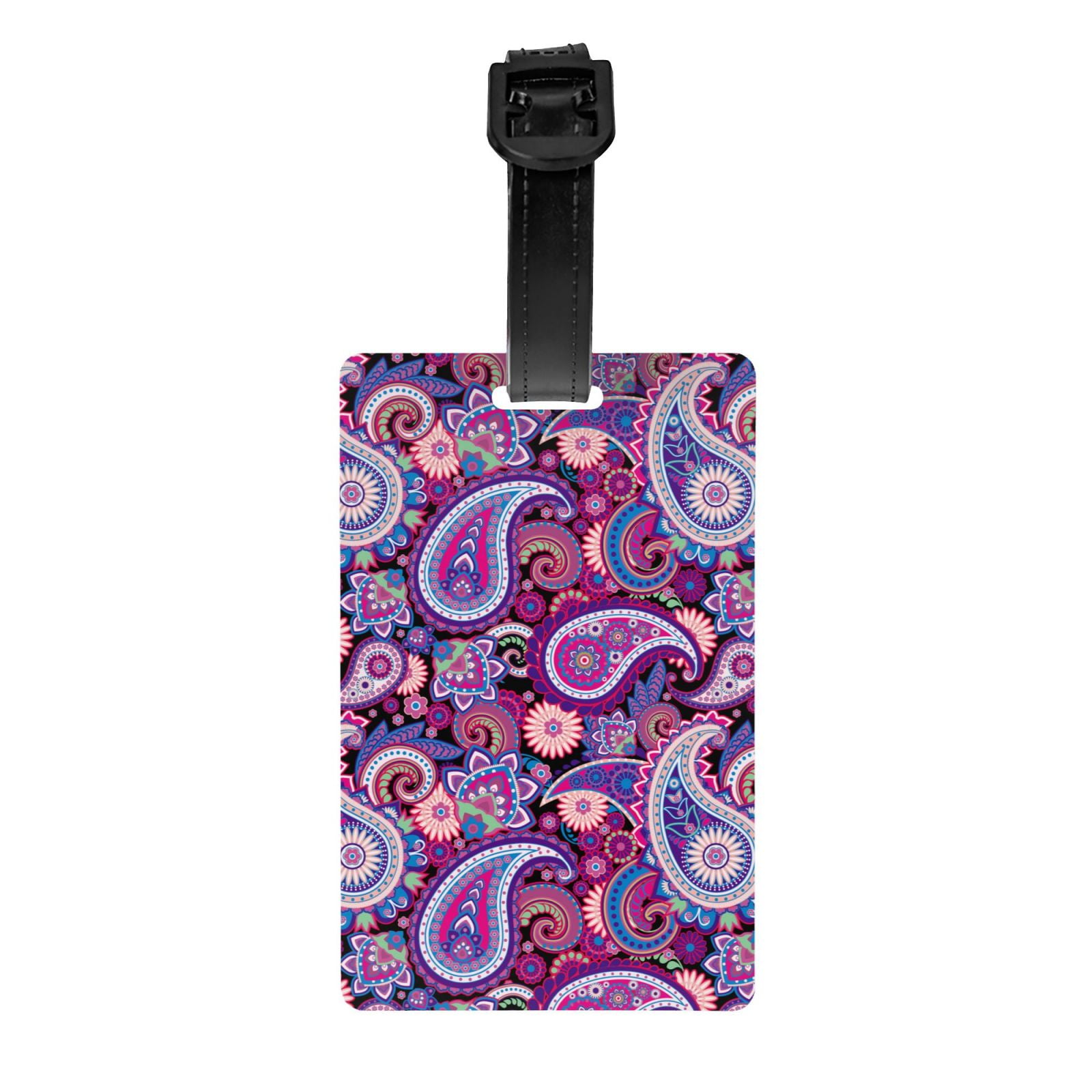Luggage Tags for Suitcases, Blue Purple Paisley Leather Bag Luggage ...