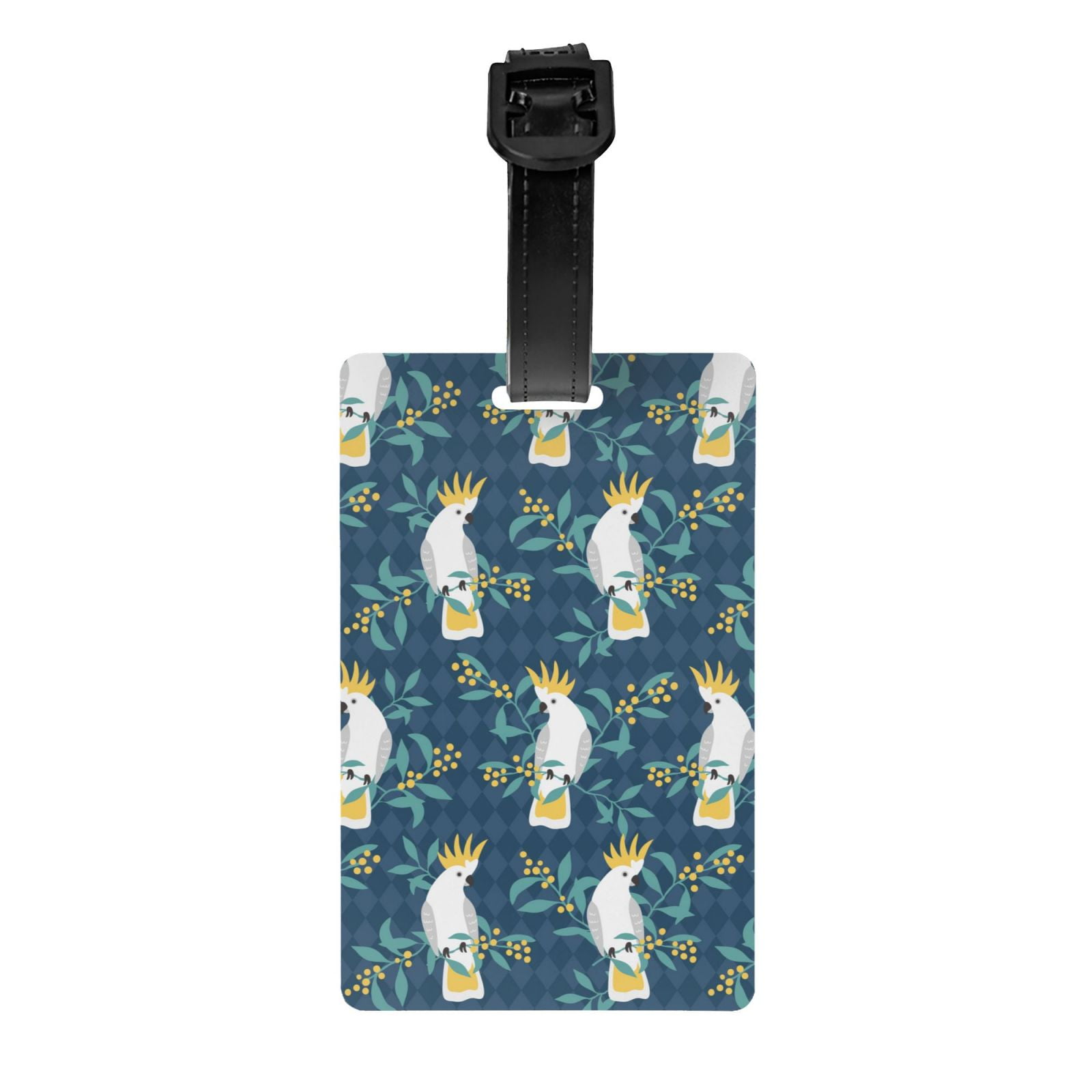 Luggage Tags for Suitcases, Cartoon Cute Cockatoo Plant Leather Bag ...
