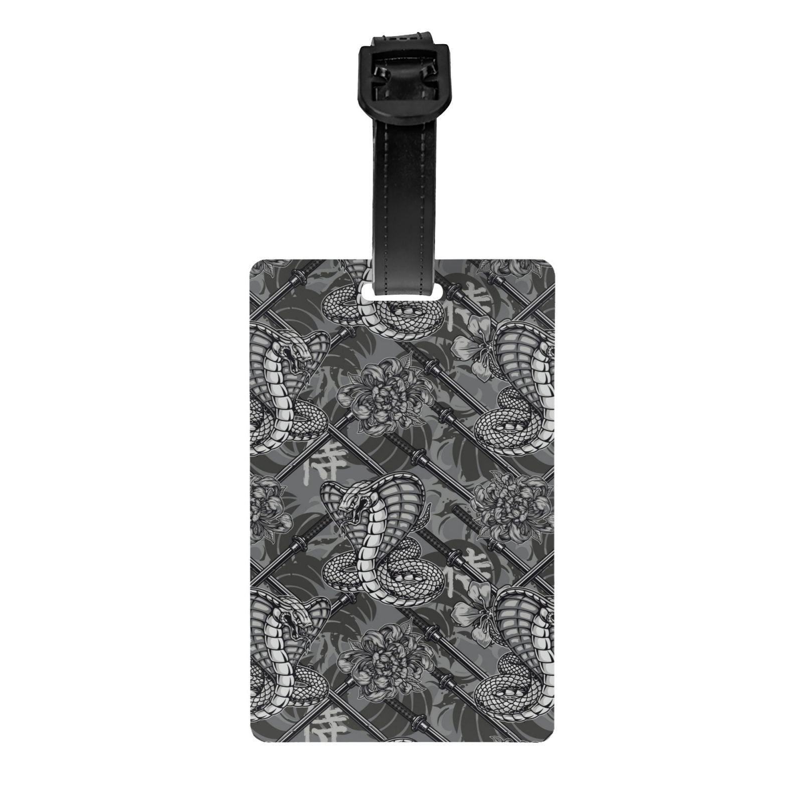 Luggage Tags for Suitcases, Classic Cartoon Cool Cobra Flower Leather ...