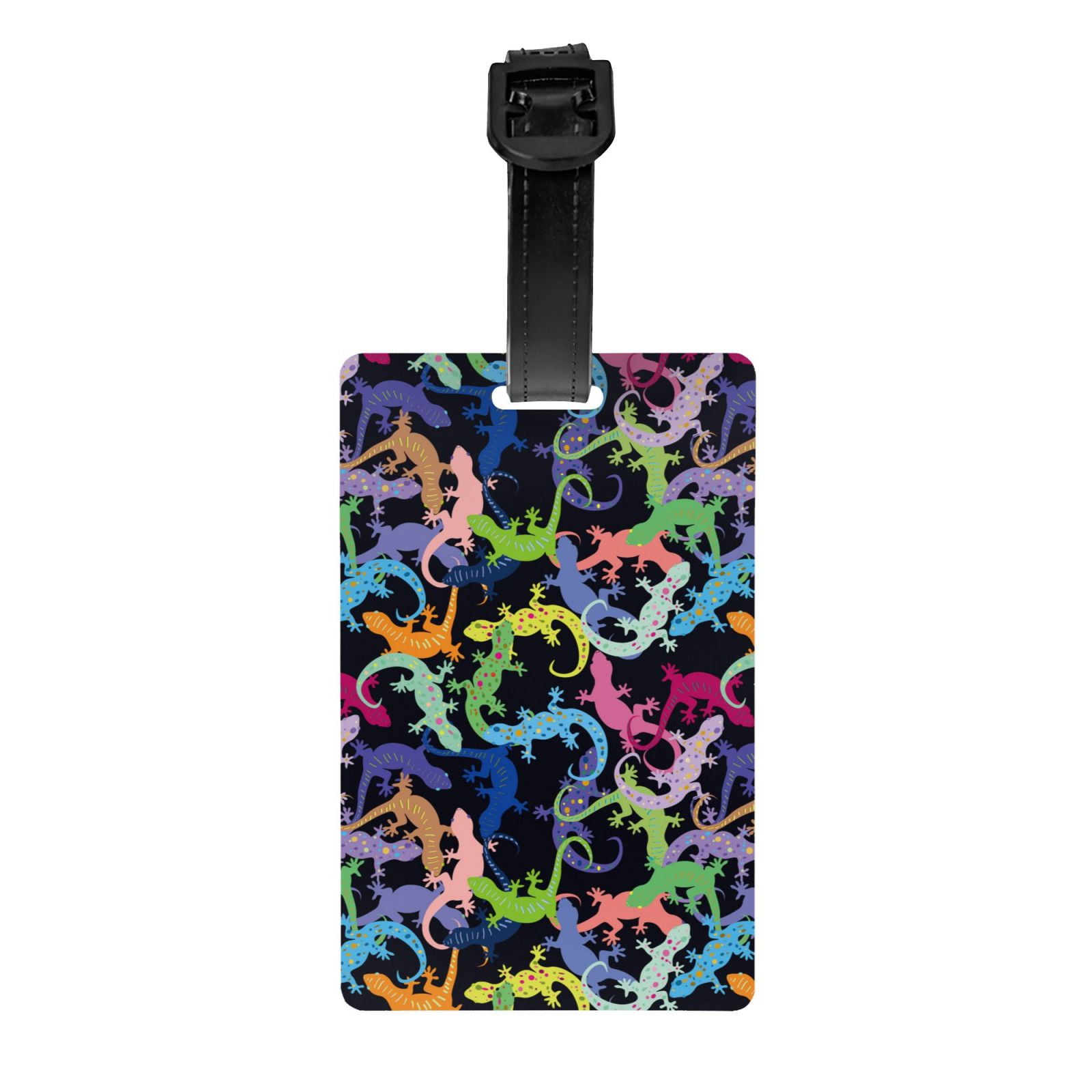 Luggage Tags for Suitcases, Cute Gecko Lizard Green Colorful Leather ...