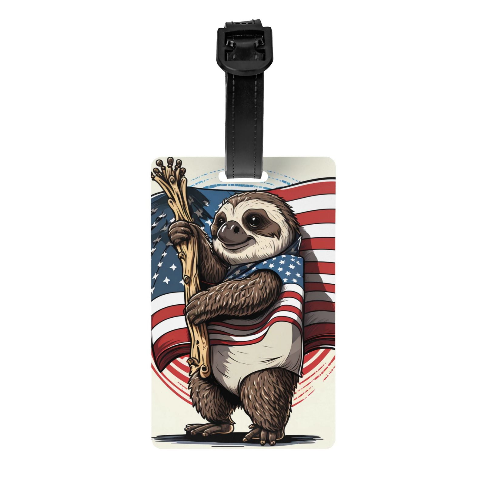 Luggage Tags for Suitcases, Cute Sloth American Flag Leather Bag ...