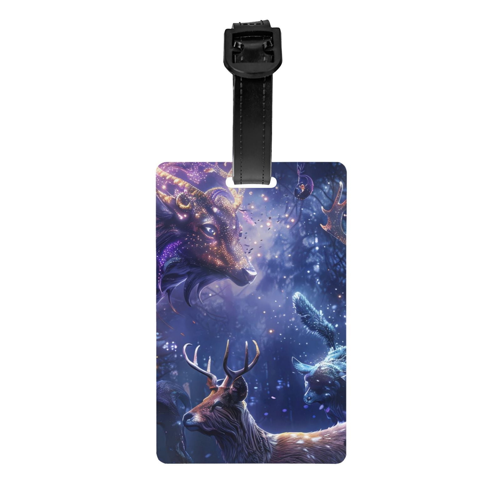 Luggage Tags for Suitcases, Enchanted Forest Stag Gathering Leather Bag ...