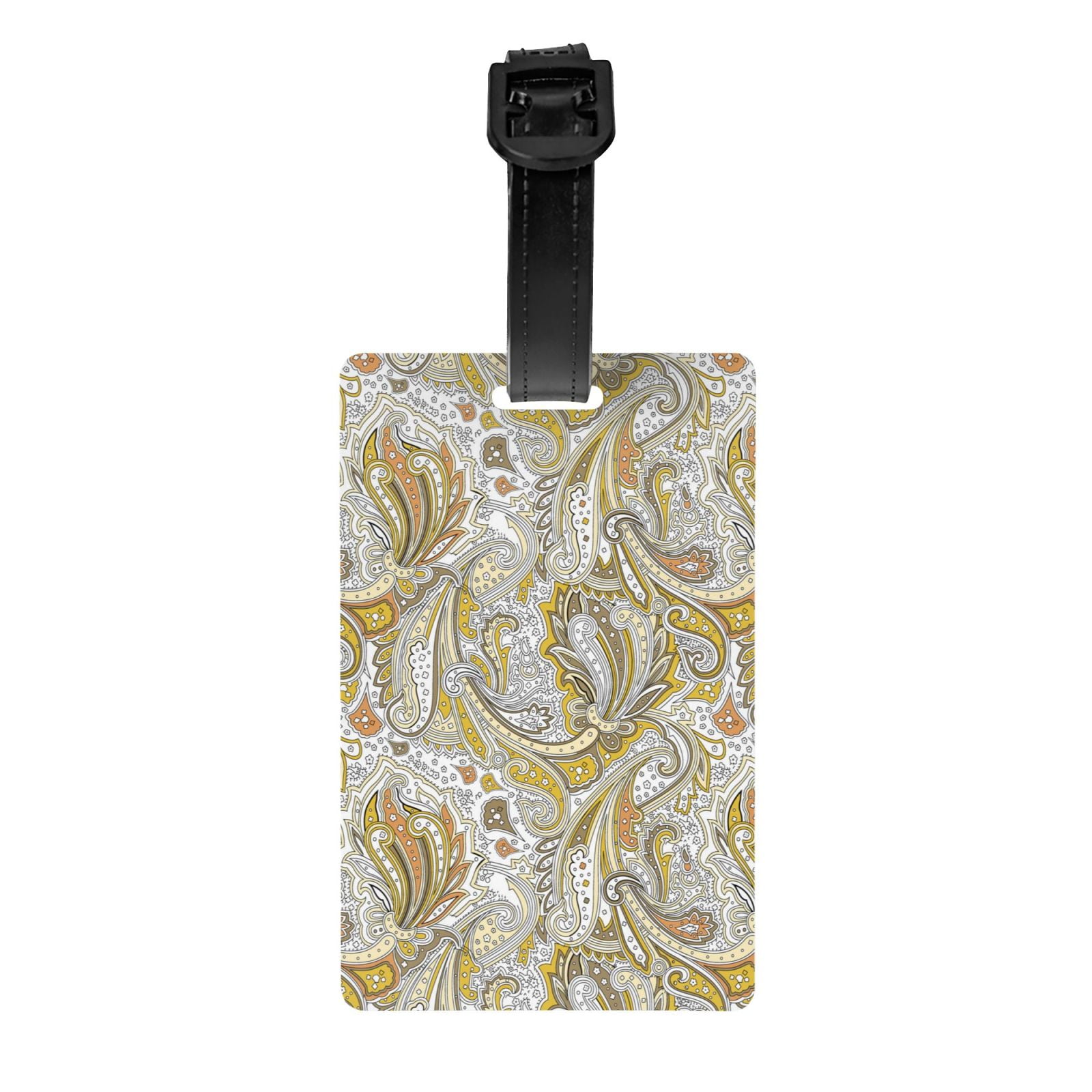 Luggage Tags for Suitcases, Golden Paisley Leather Bag Luggage Tags ID ...