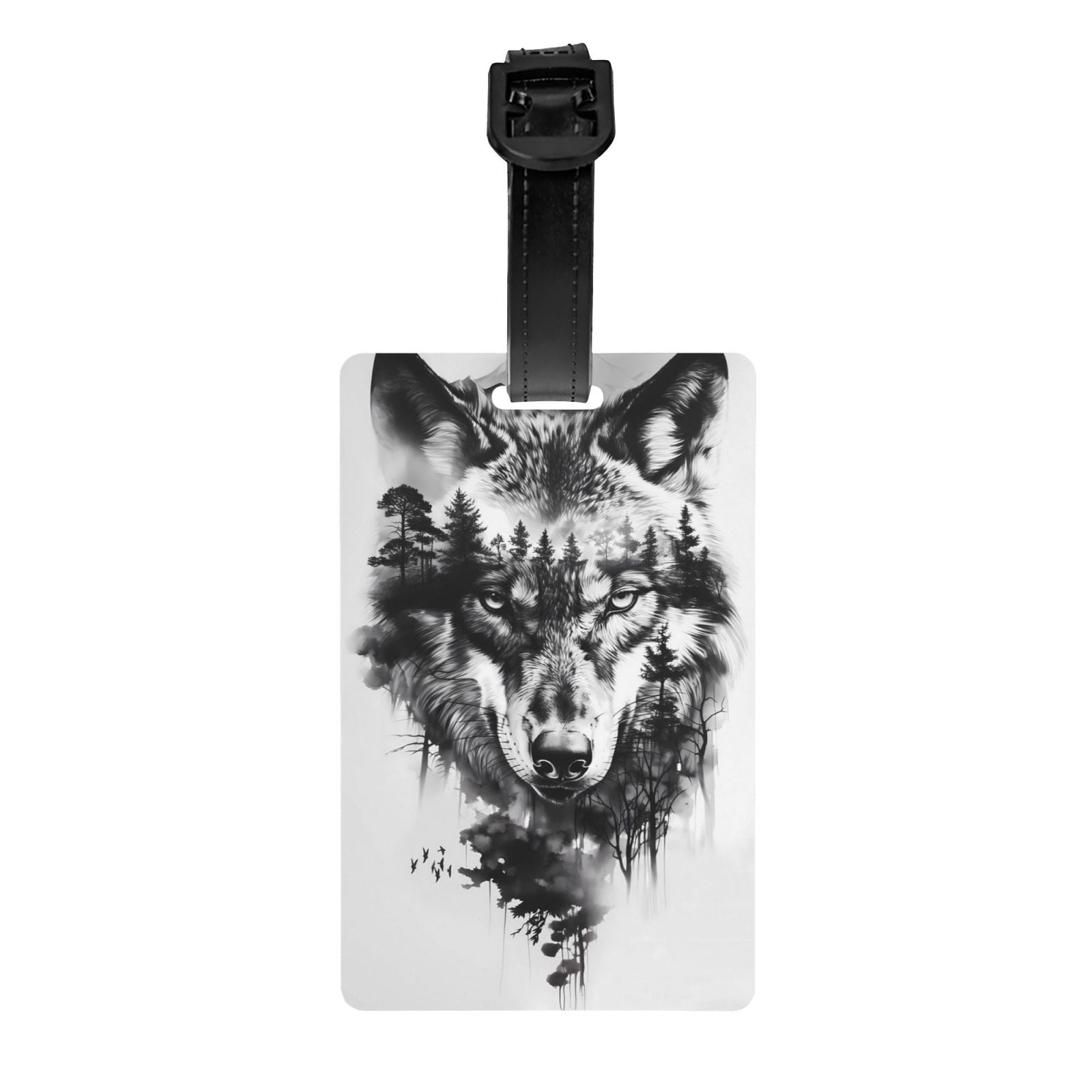 Luggage Tags for Suitcases, Majestic Wolf Landscape Leather Bag Luggage ...